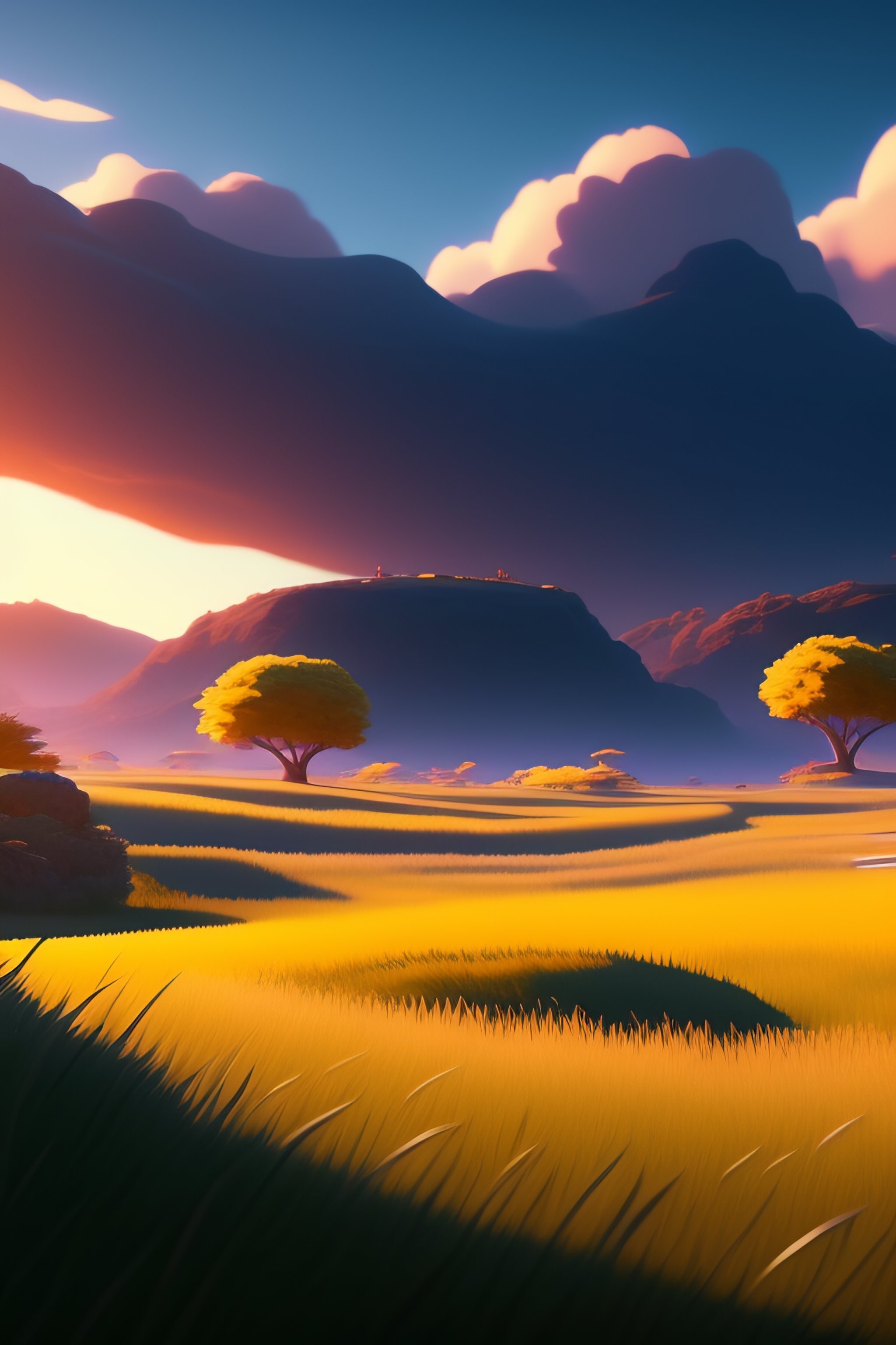 Lexica - Open fields landscape, studio ghibli, pixar and disney animation, sharp, rendered in ...