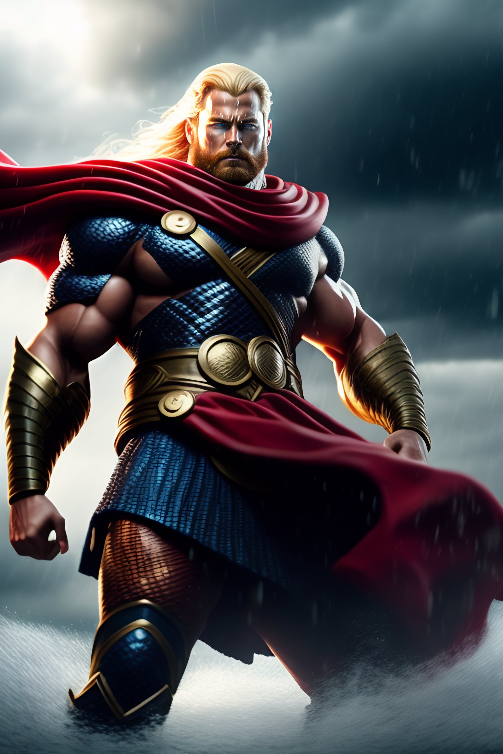 Lexica - Thor battling Odin in Asgard, thunder and heavy rain in the ...