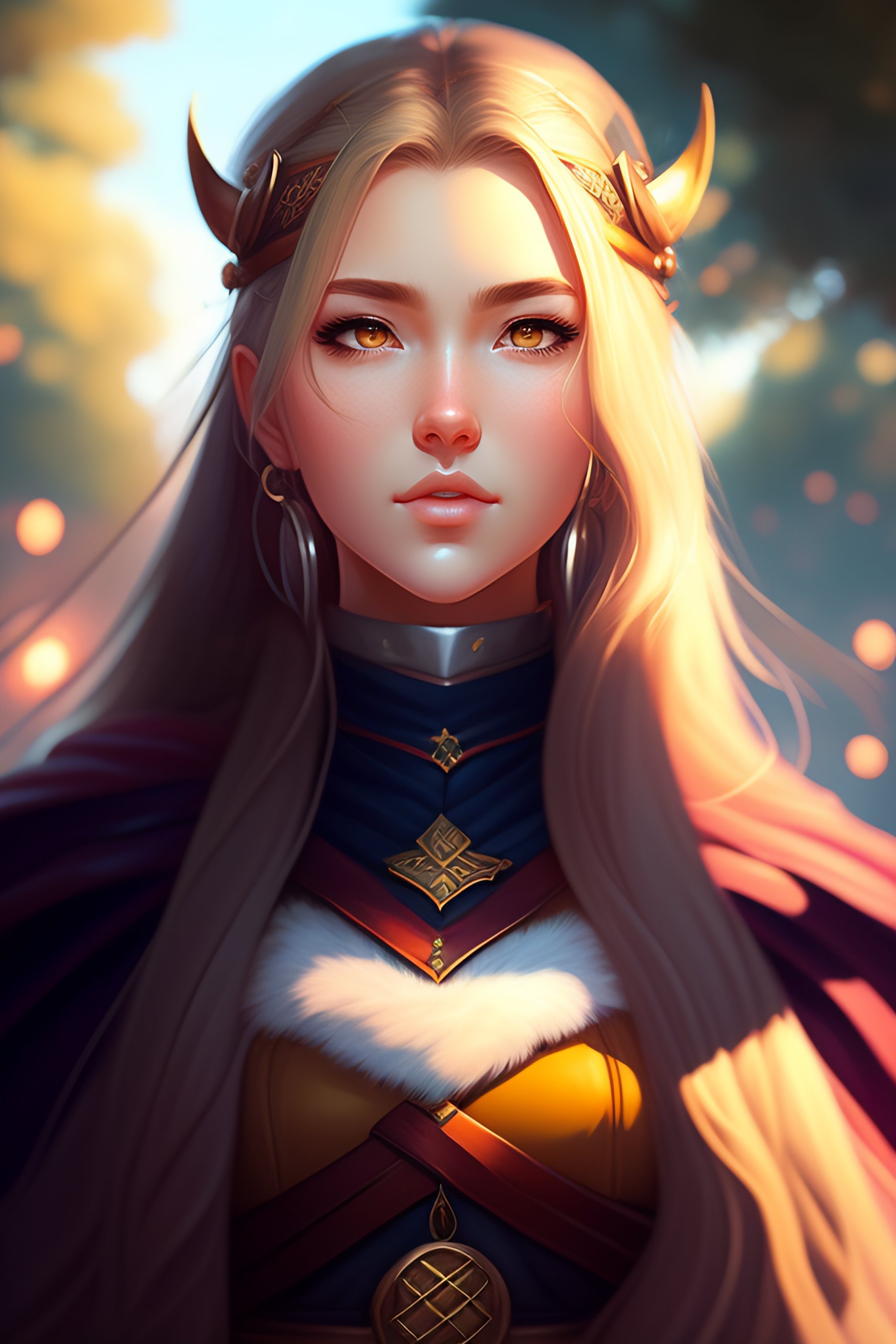 Lexica - A comic potrait of a viking girl with big and cute eyes, fine ...