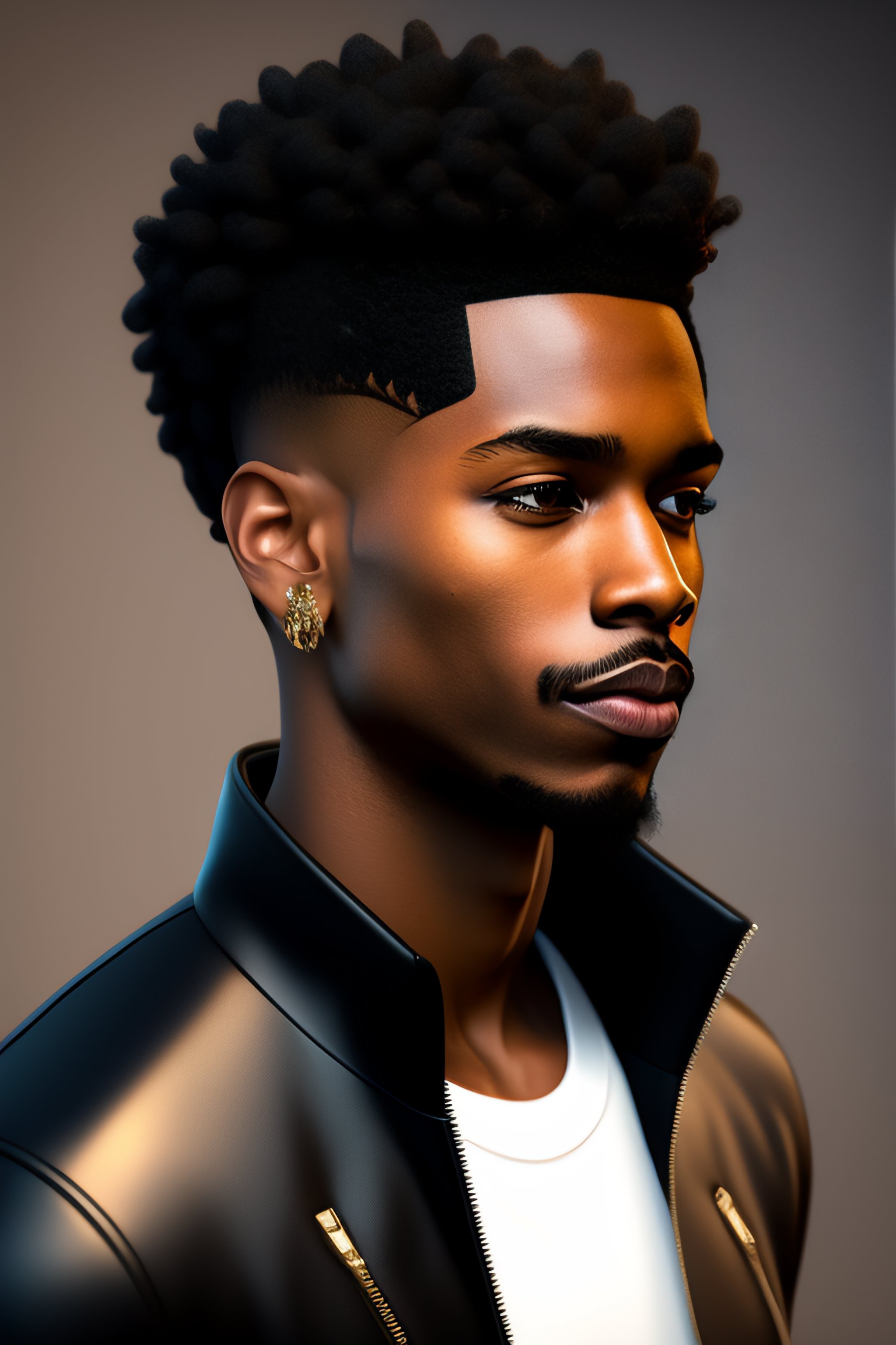 Lexica - Nigga boy in black zipper top, straight hair, men's messy ...