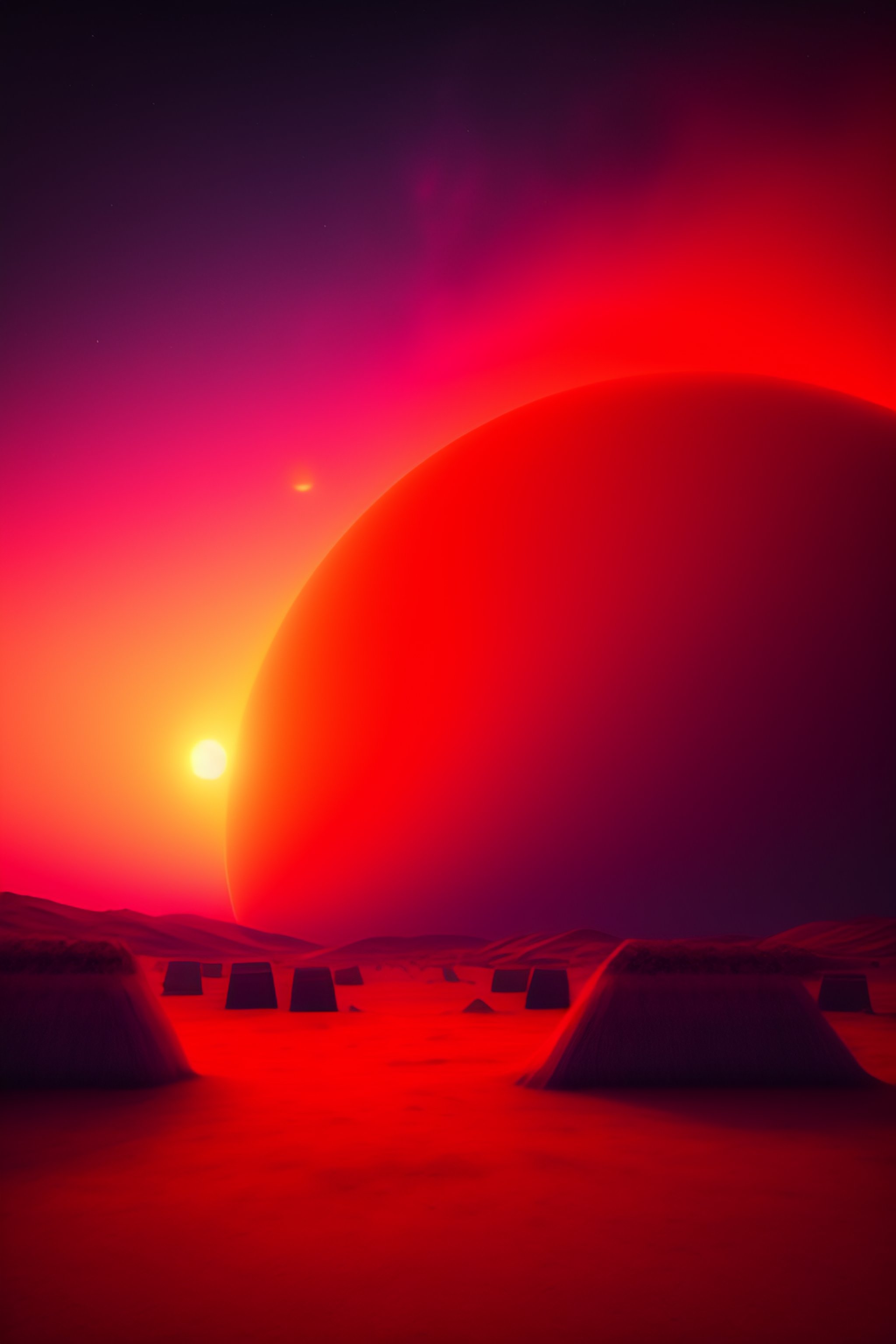 Lexica - New planet, red, red sky, depth, creepy, monsters, eyes ...
