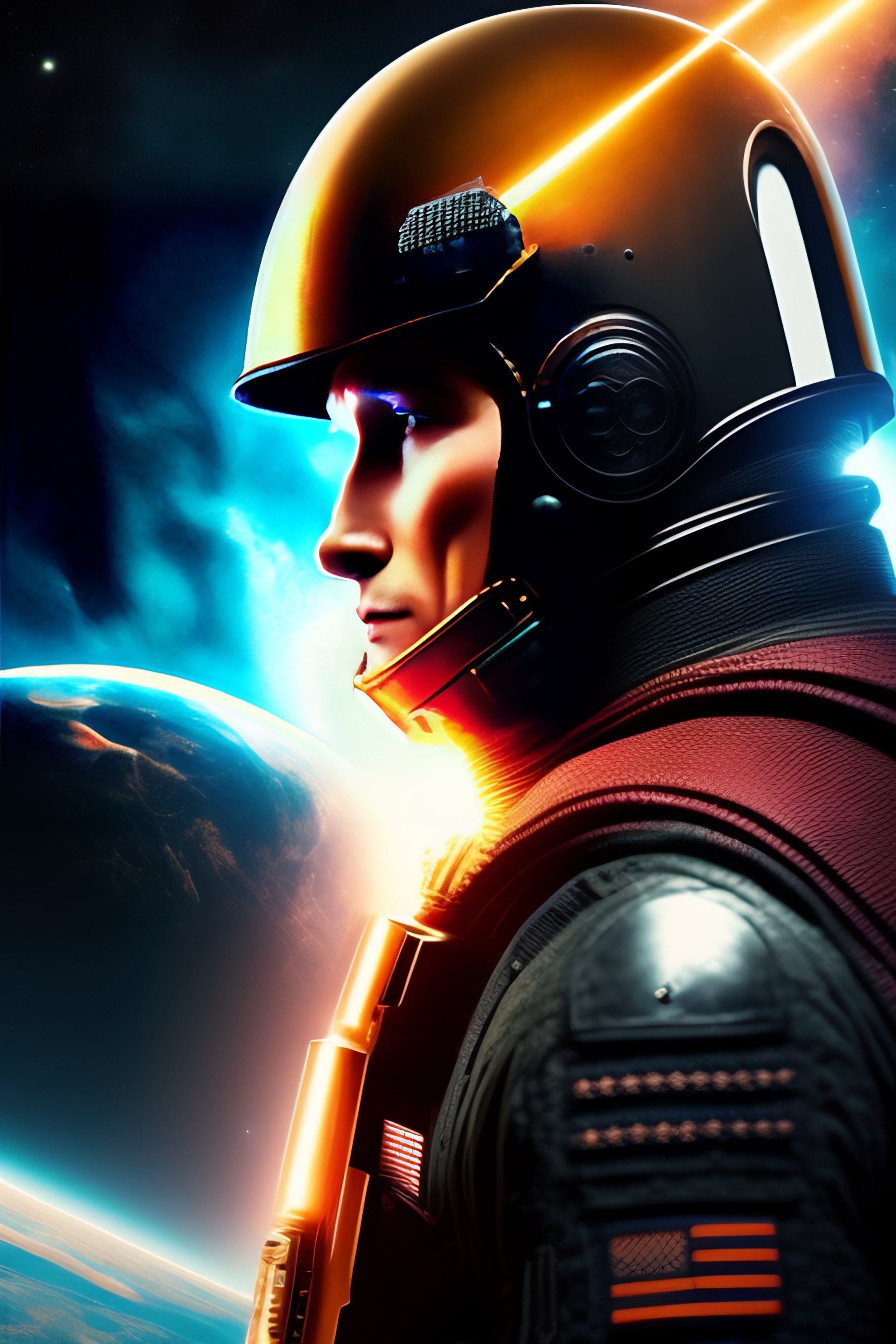 Lexica - Putin cyborg in space war with laser blaster