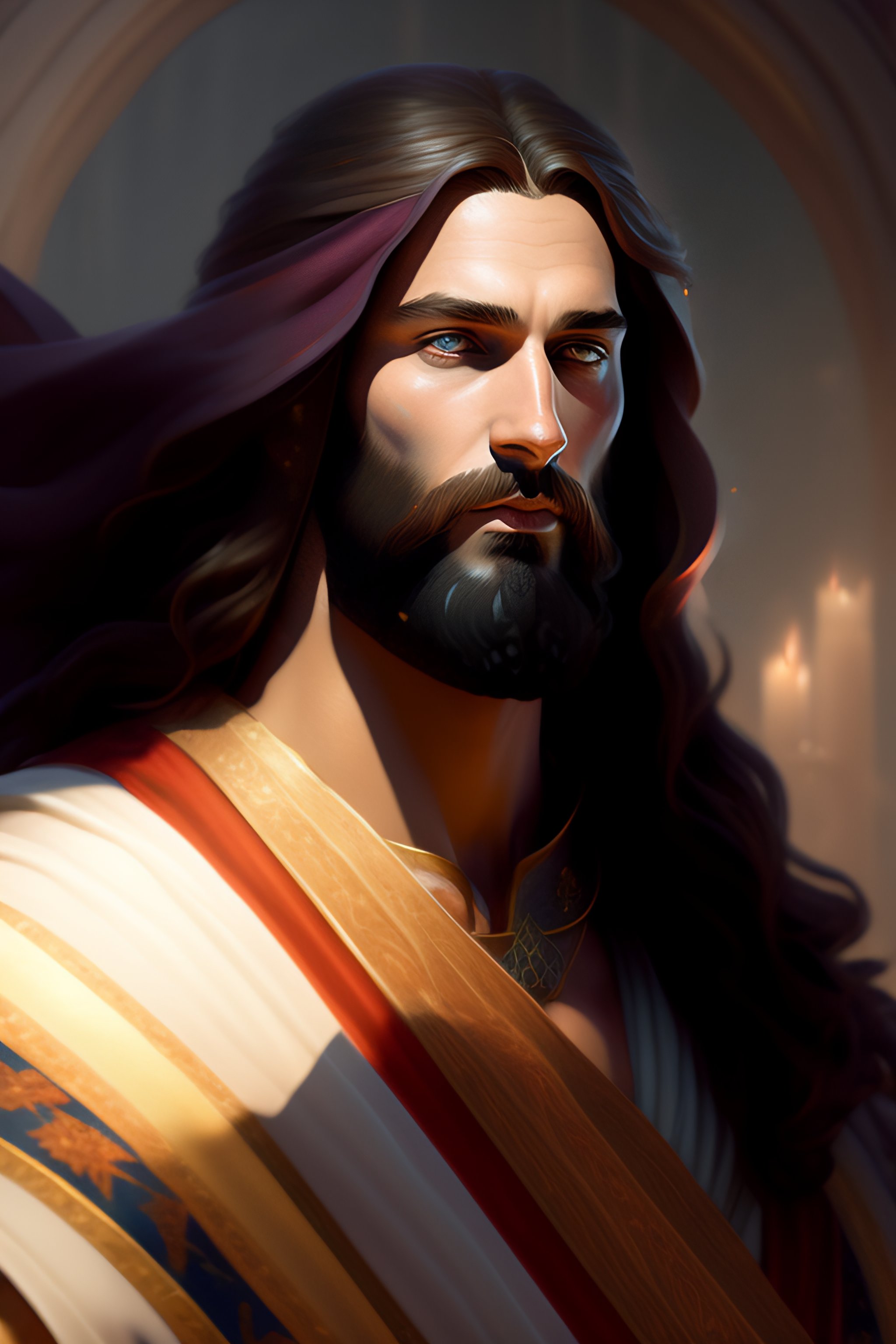 Lexica - A Detailed Portrait of Jesus Christ, Full Glass, by Justin ...