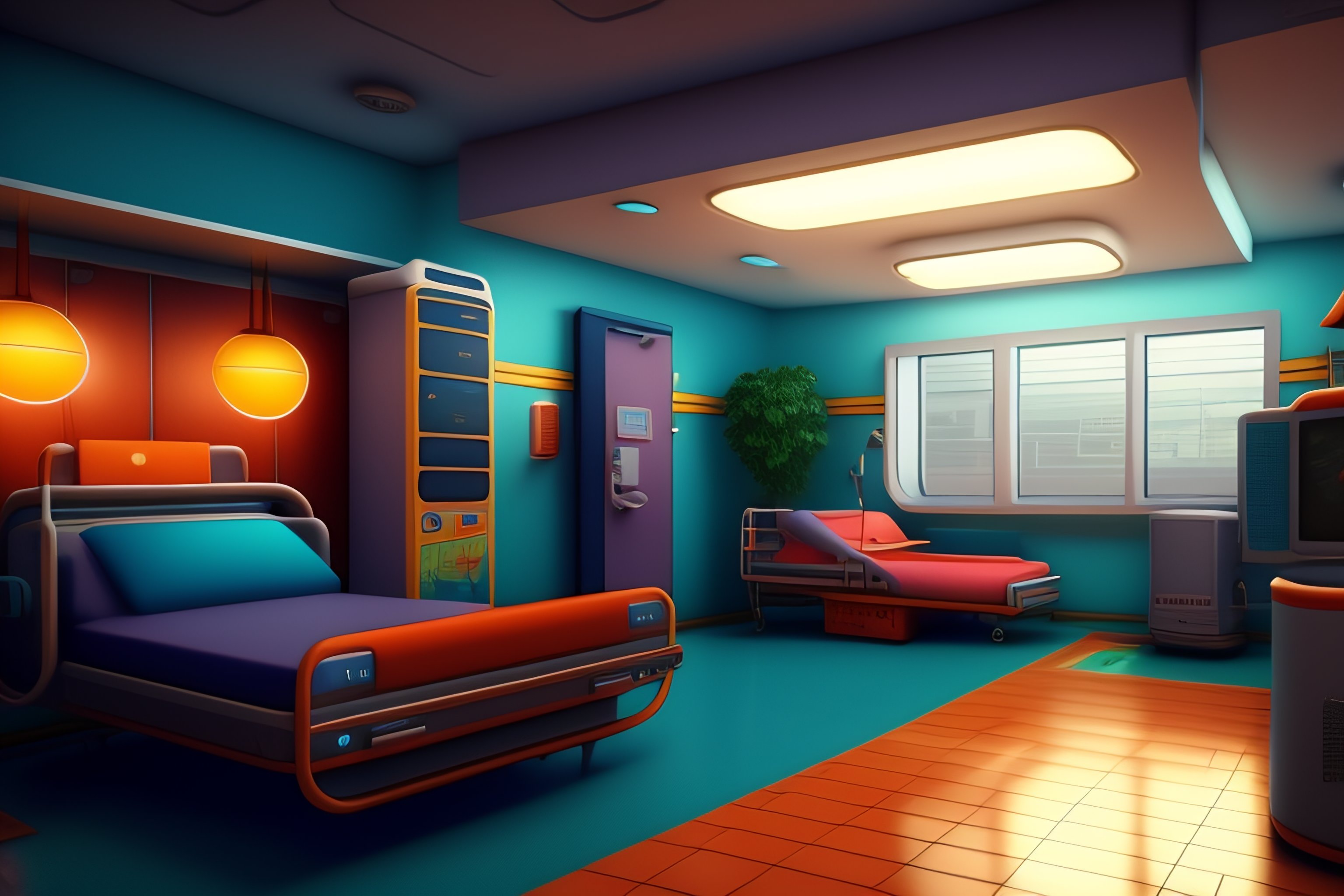 Lexica - Retro hospital concept art, colorful, 8 k photorealistic, hd ...