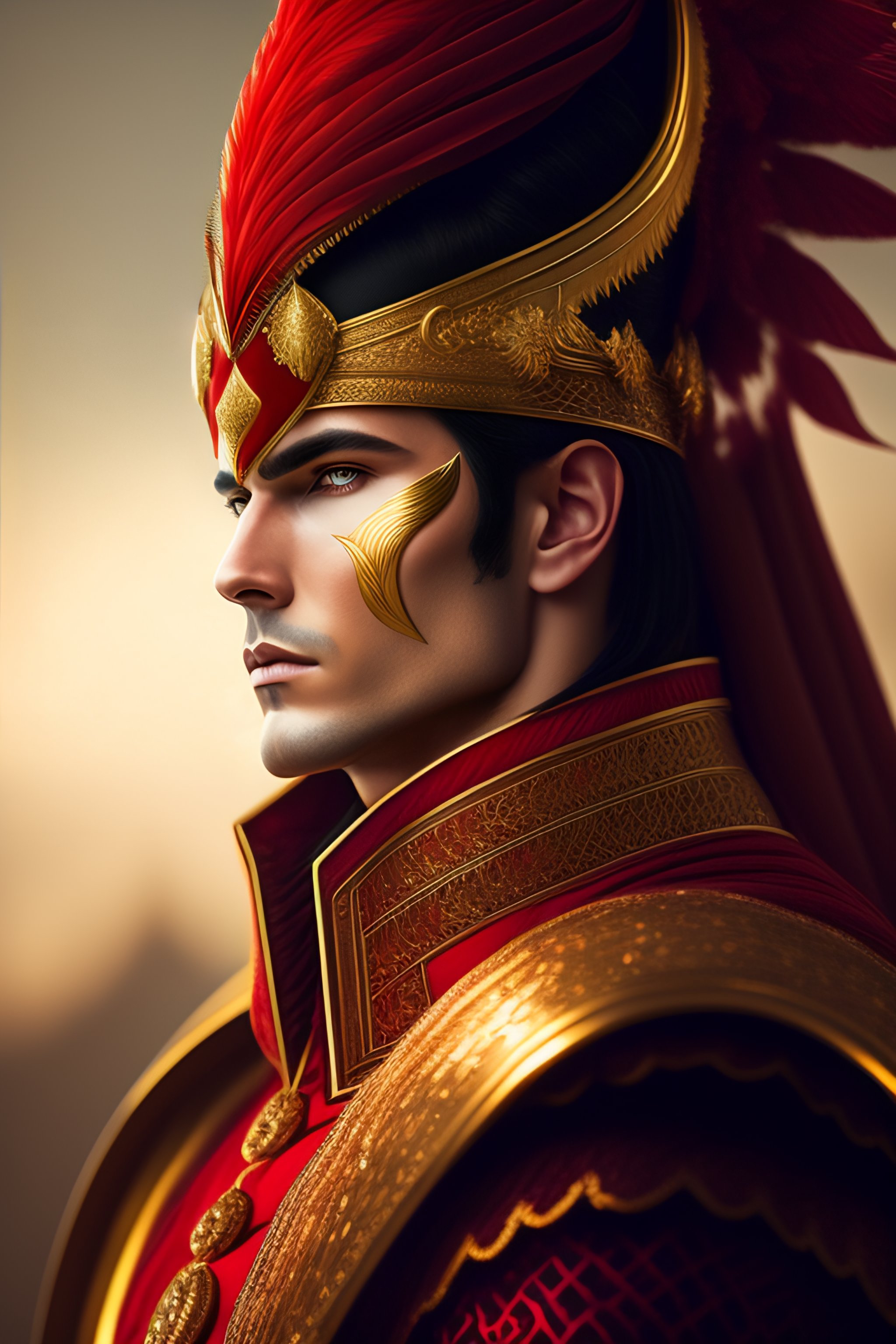 Lexica - Portrait of a red king, sharp focus, black hair, full body ...