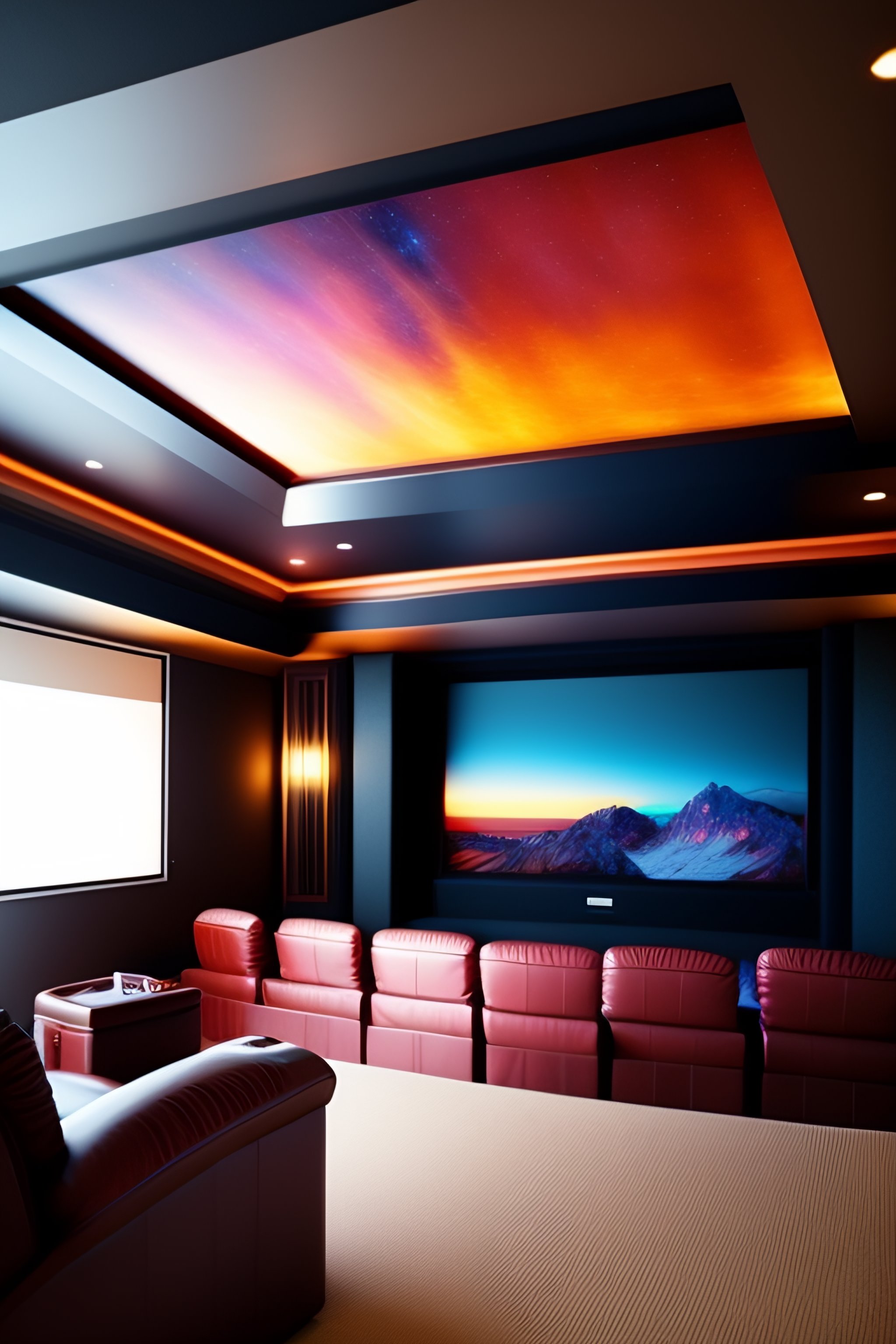 Lexica - Residential home theater, star roof, abstract art walls