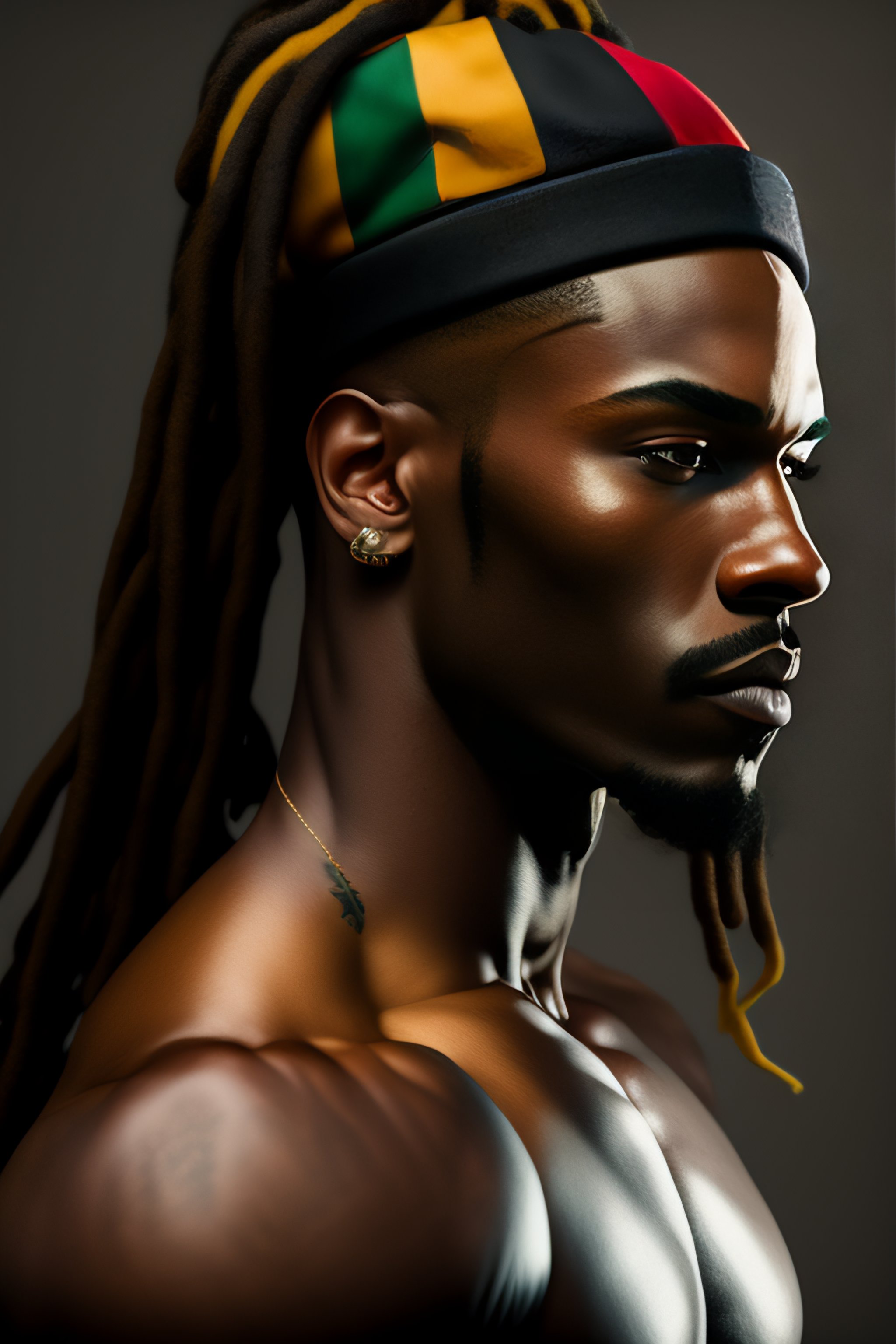 Lexica - Rasta, boxer-brief model, dreads, tattoos, 8k portrait, highly ...