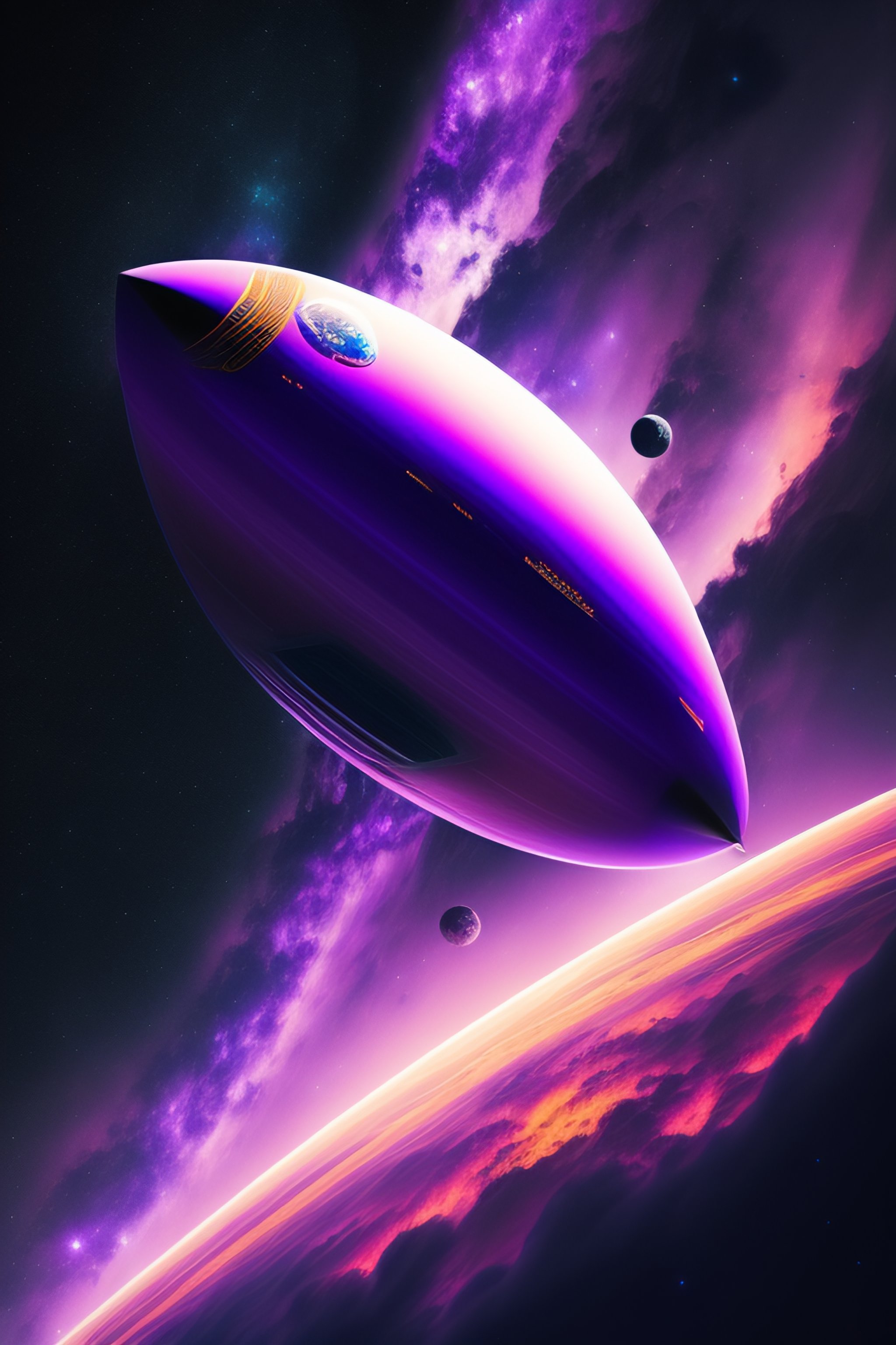 Lexica - Space sky with massive aesthetic purple space ship