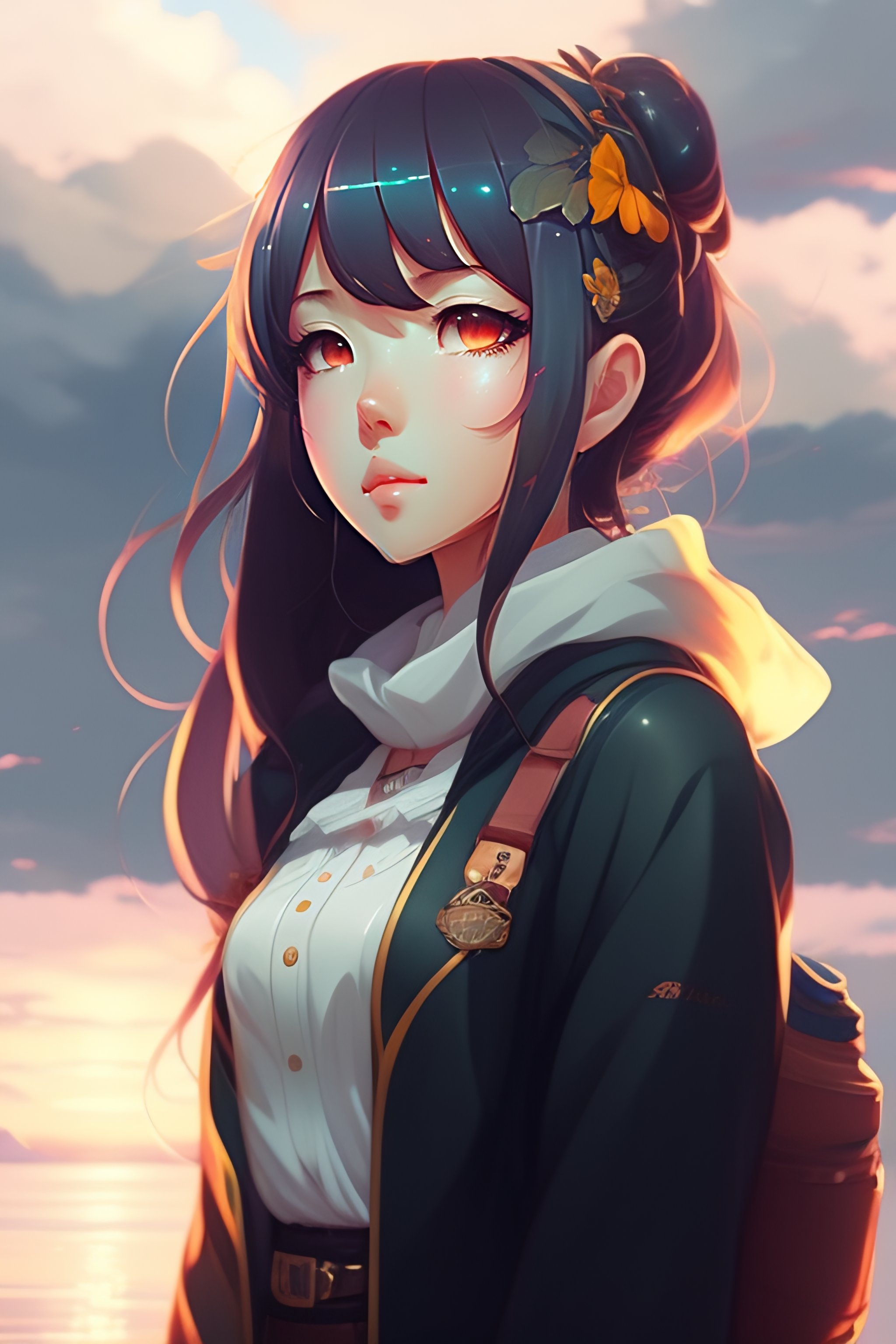 Lexica - Portrait of cute girl, cloudy sky background lush landscape ...