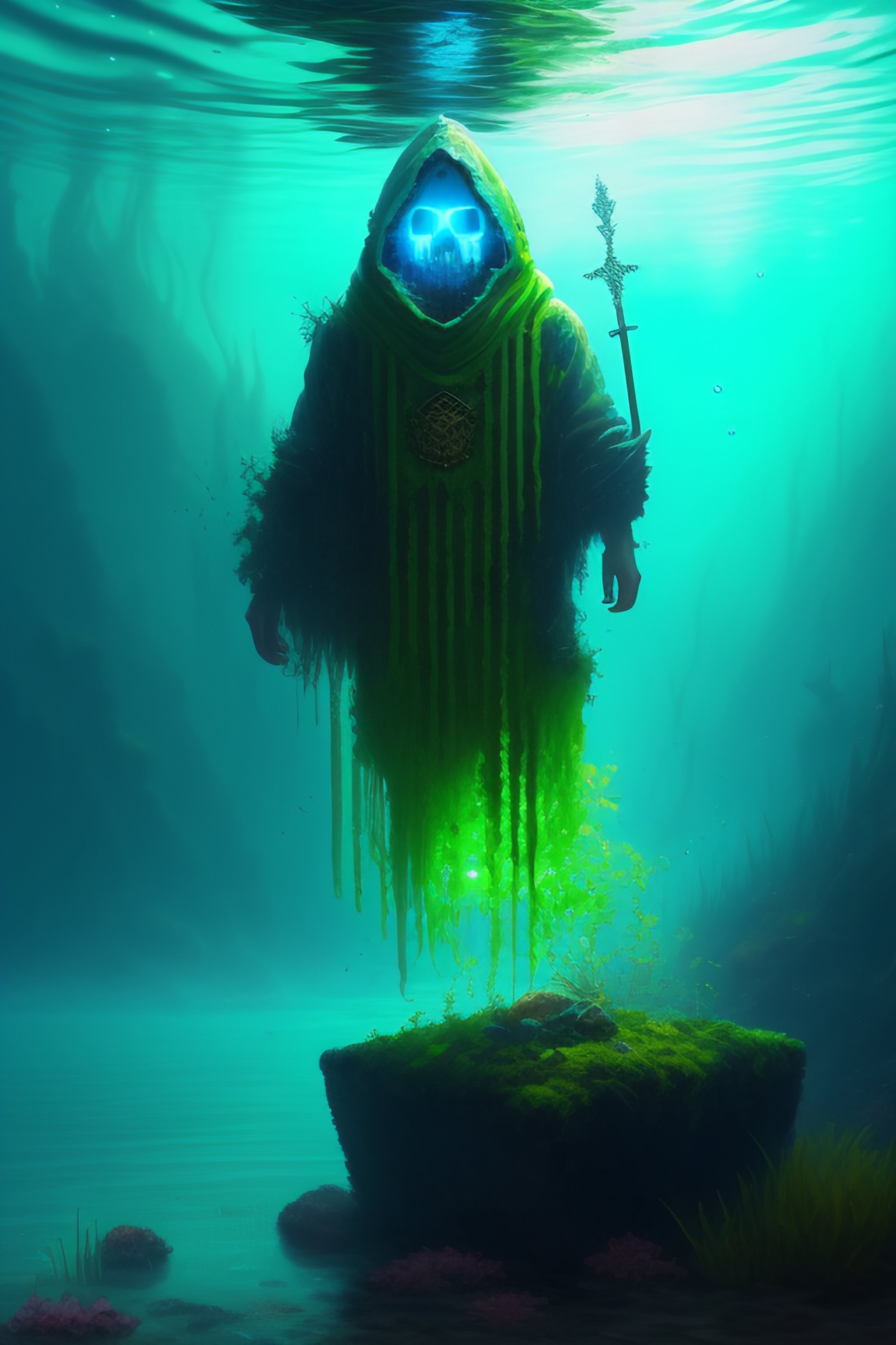 Lexica - Painting by greg rutkowski of a minecraft drowned zombie with ...