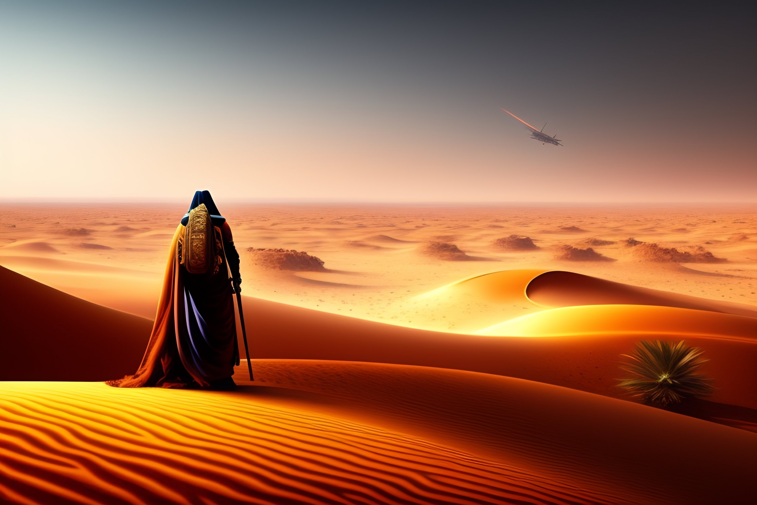 Lexica - Arabian desert army, painting of the end of the world, the fall of satan, futuristic, 4k