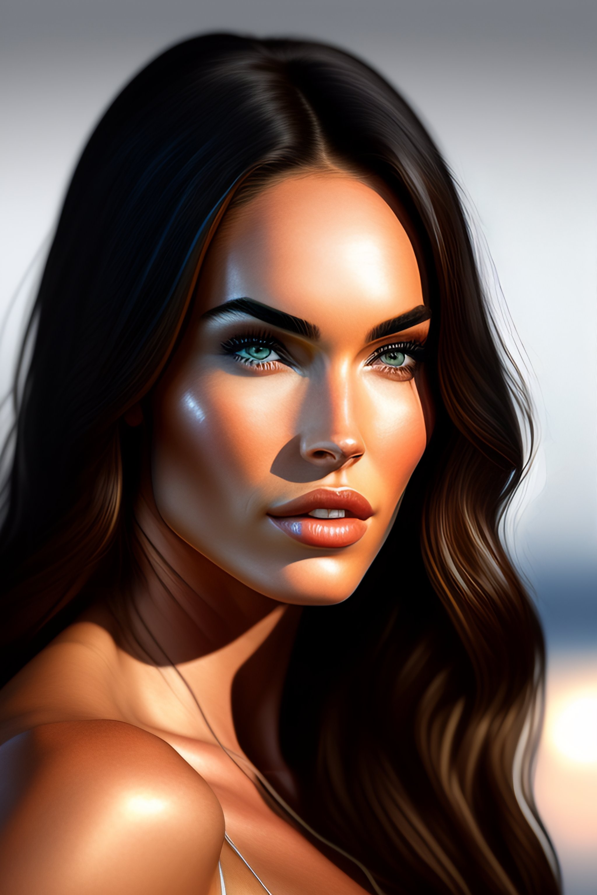 Lexica - Megan fox closeup of face and chest. licking wet lips. hyper ...