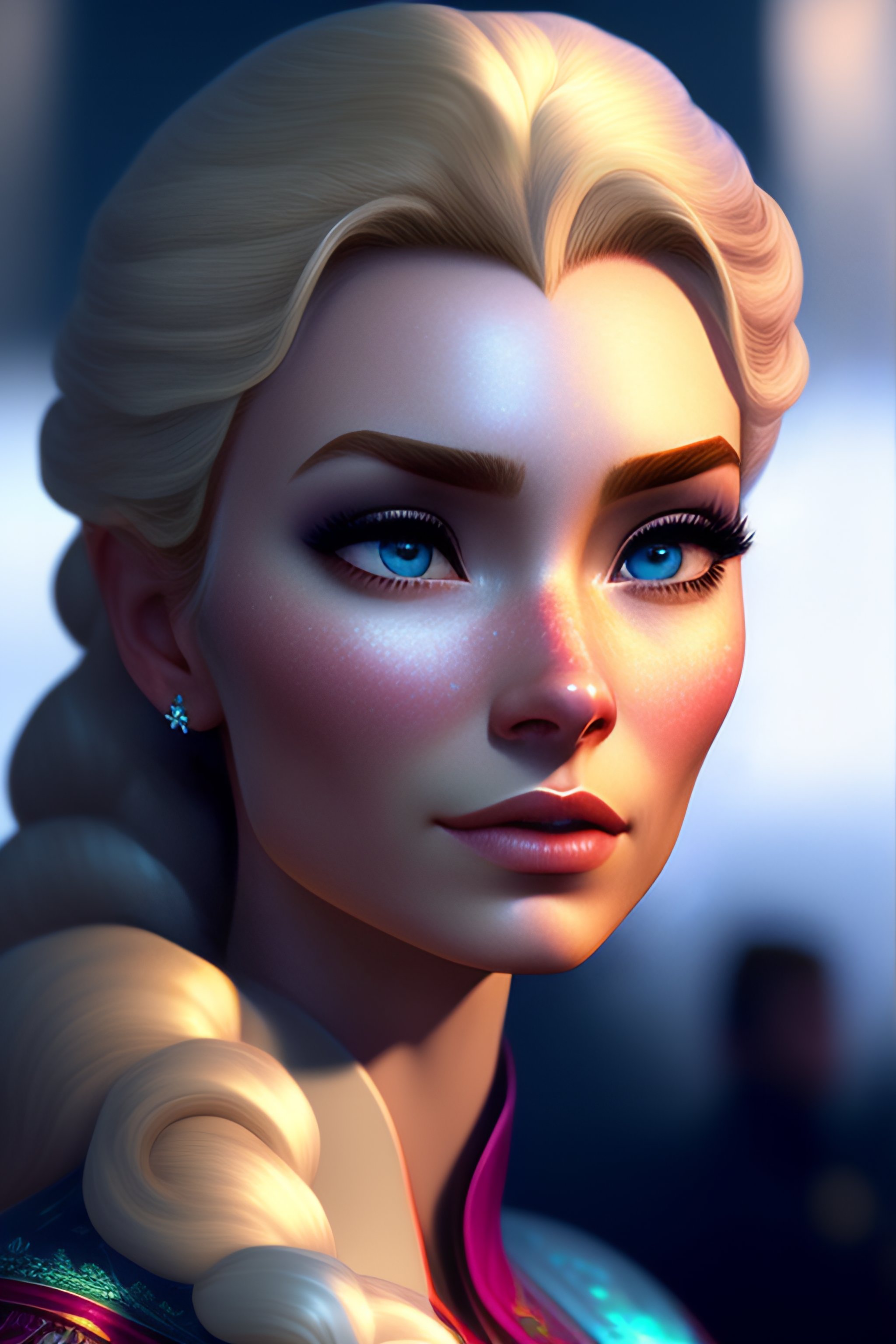 Lexica - Beautiful yung women, Elsa from frozen, eyes closed dramatic pose