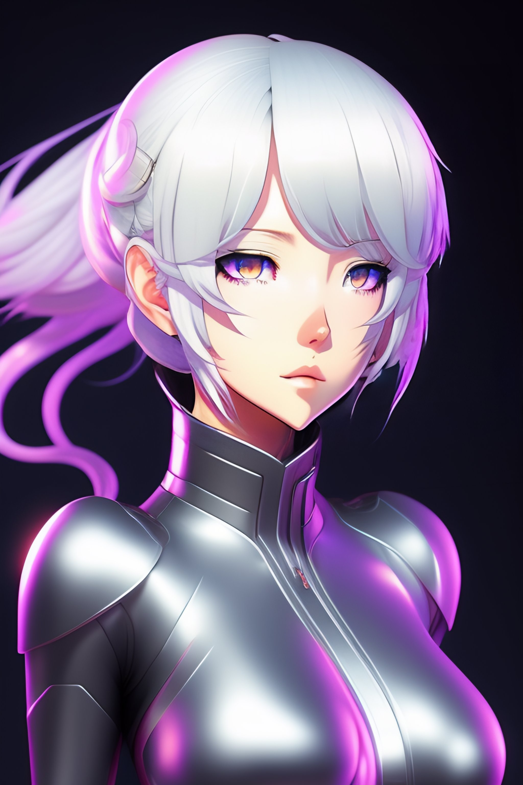Lexica - Anime android girl with silver hair blue eyes and seam lines ...
