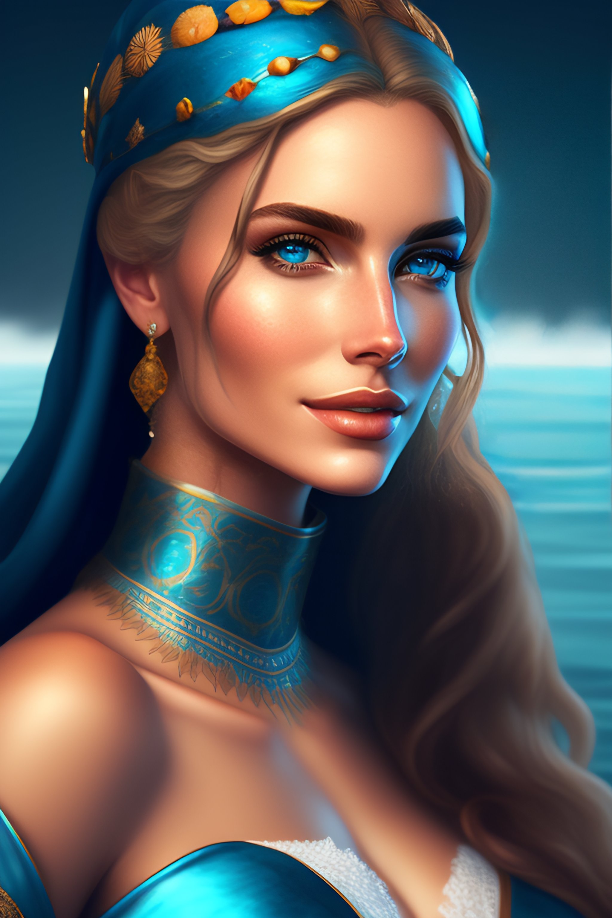 Lexica - Portrait of a beautiful swiss woman, surrounded by water ...