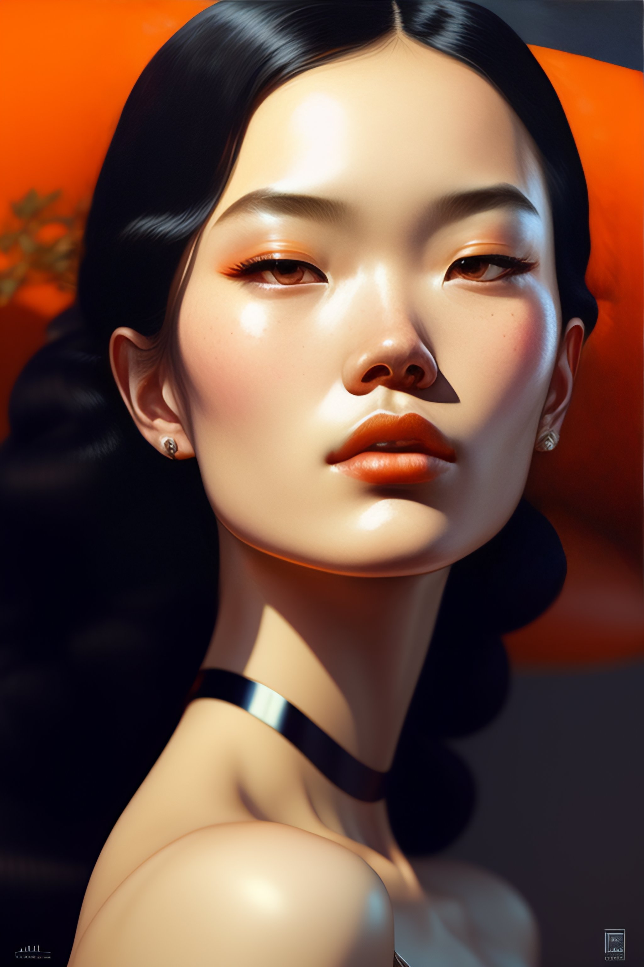 Lexica - A beautiful girl, big lips, with pearlescent skin, very big ...