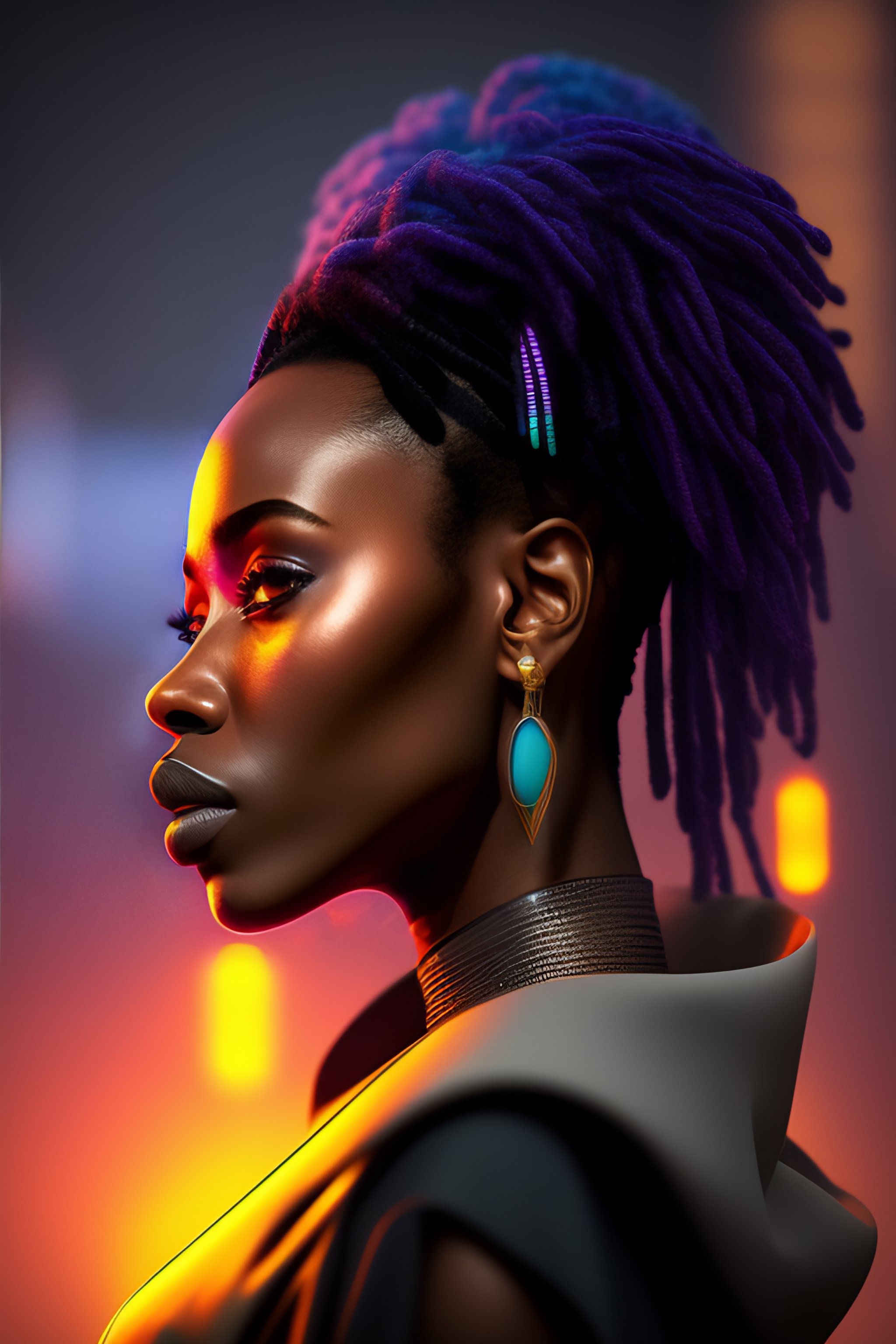 Lexica - African cyberpunk, tekno light, diffusion light, 8k, cartoon