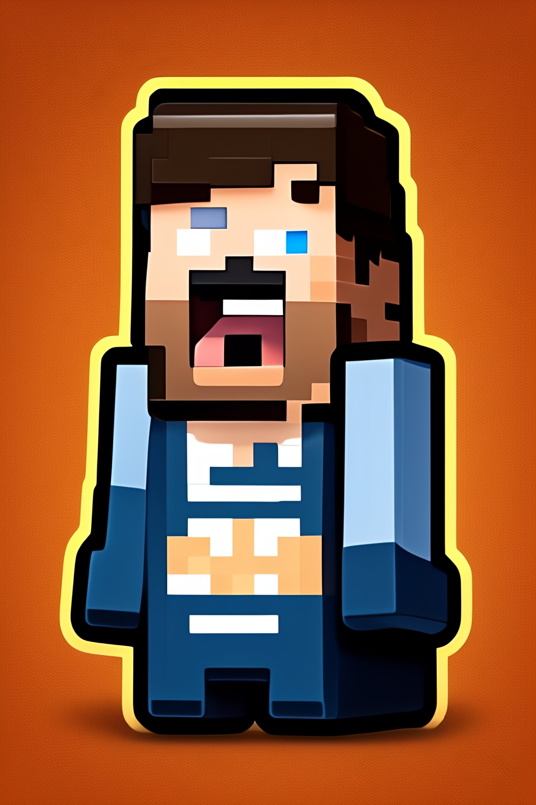 Lexica - Minecraft steve laughing, telegram sticker style