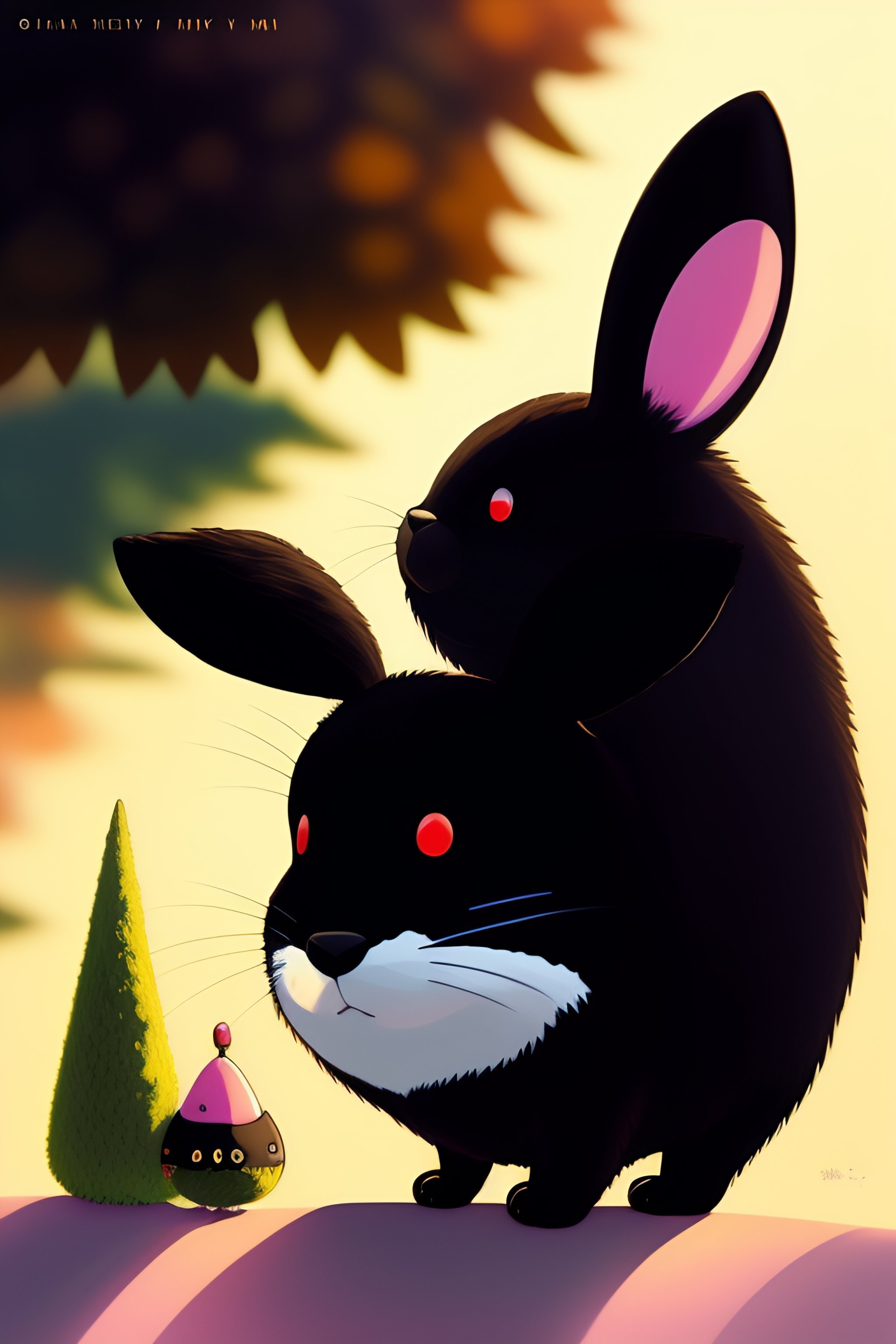 Lexica - Black rabbit in the style of the anime "My neighbor Totoro ...