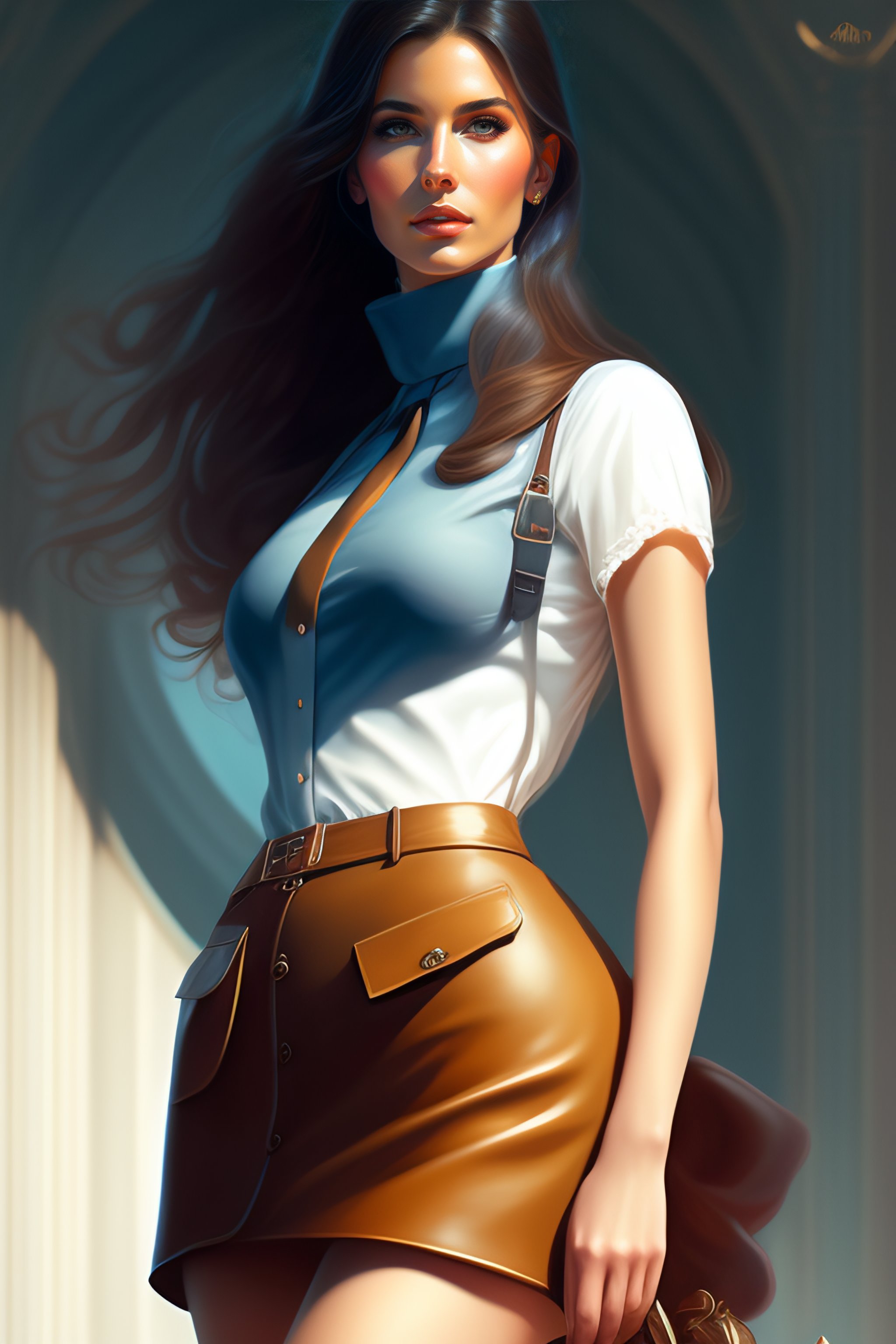 Lexica Portrait Of A Full Body Of Beautiful Young Female Secretary D And D Sleeveless