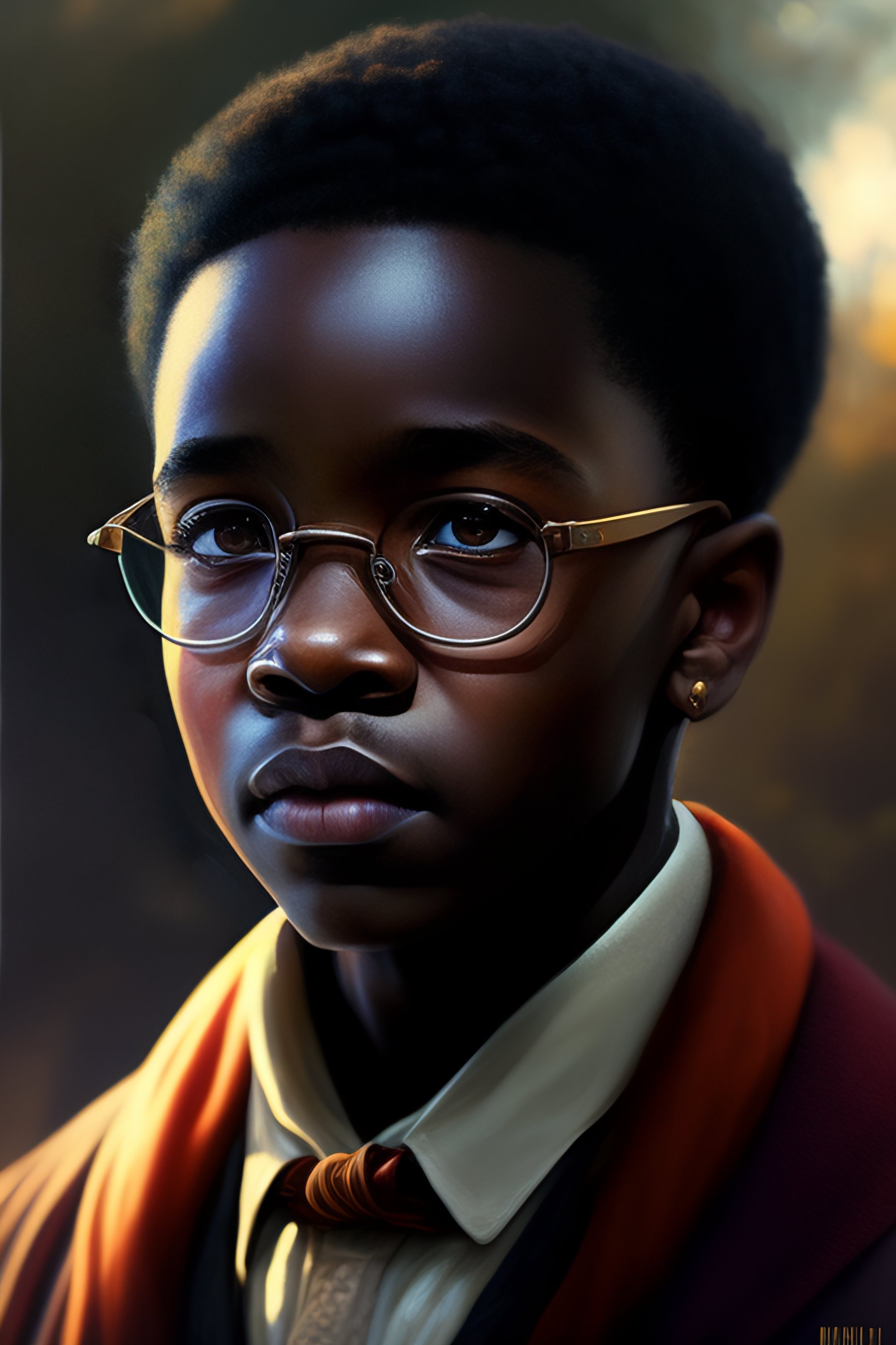 Lexica - Full shot young african harry potter, creepy, unsettling ...