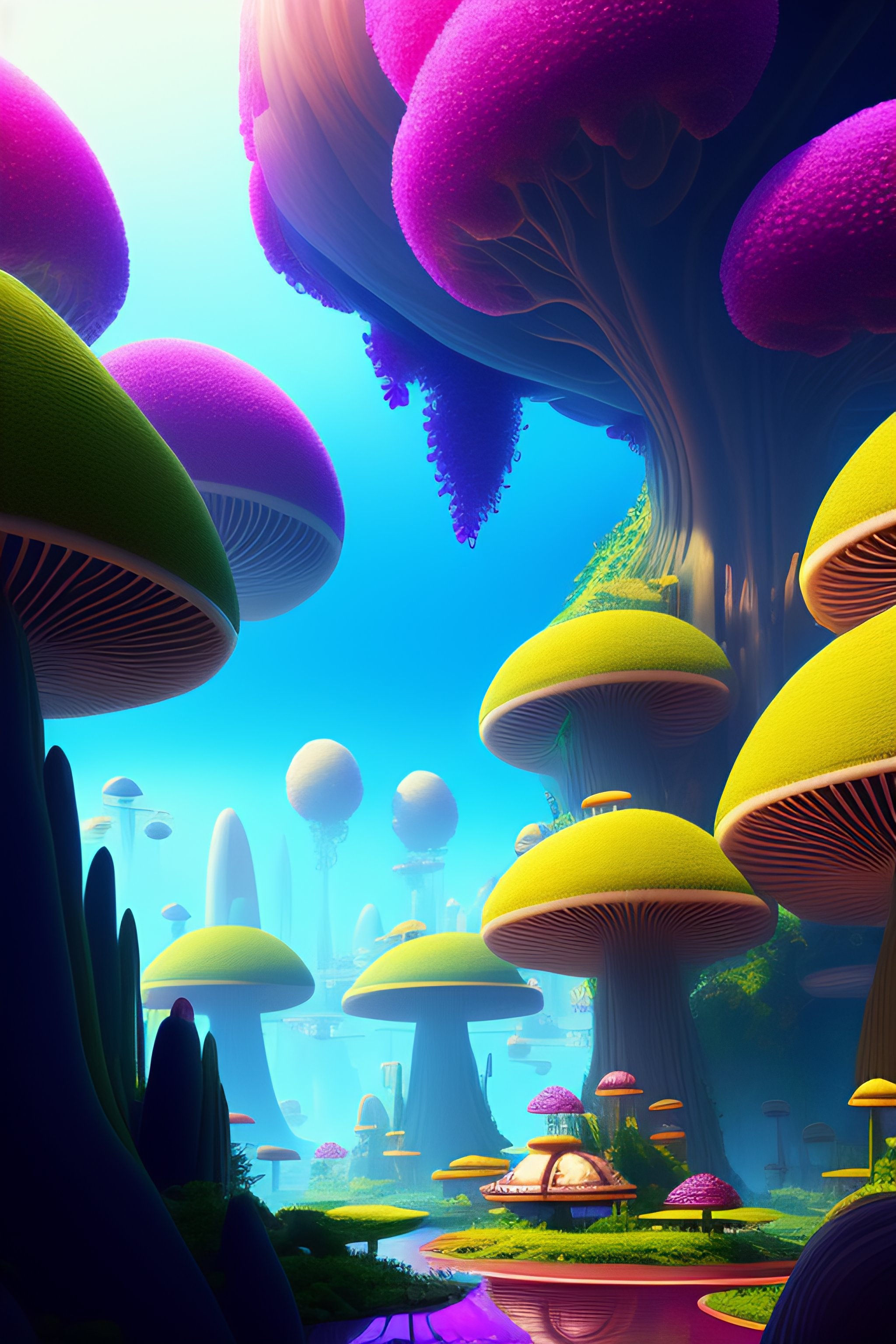 Lexica - Epic alien world with a jungle made out of mushrooms and ...