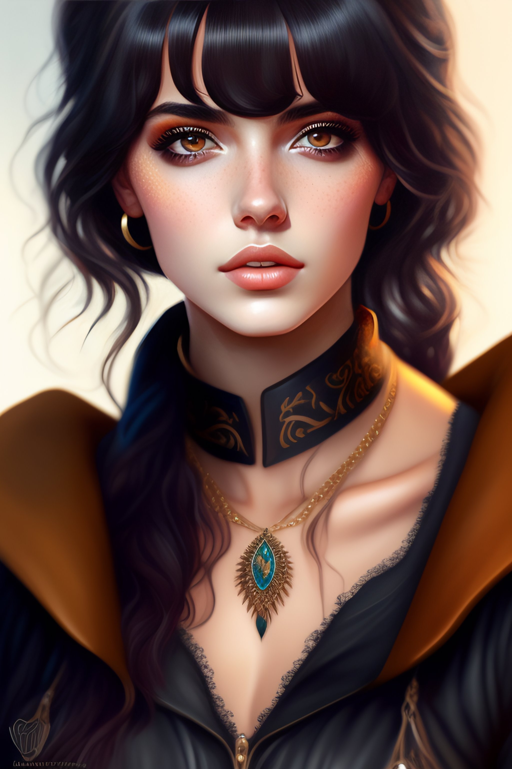 Lexica - Spanish, E-girl, Bangs, Black hair, Brown eyes, Beautiful eyes ...