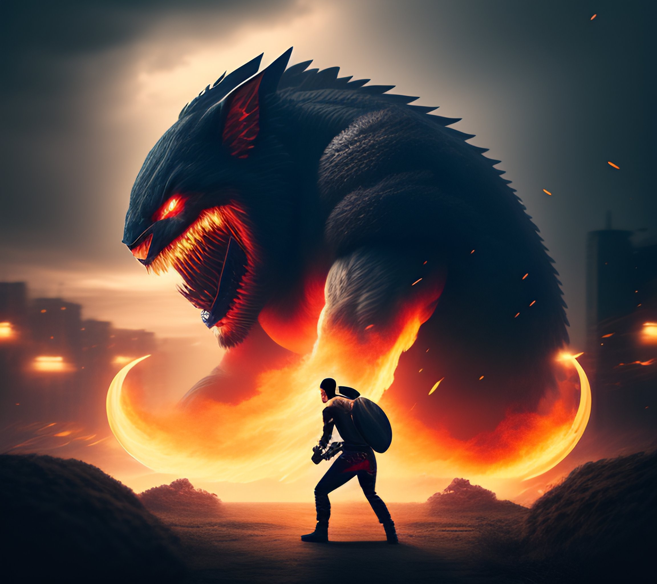 Lexica - Guy fighting a monster