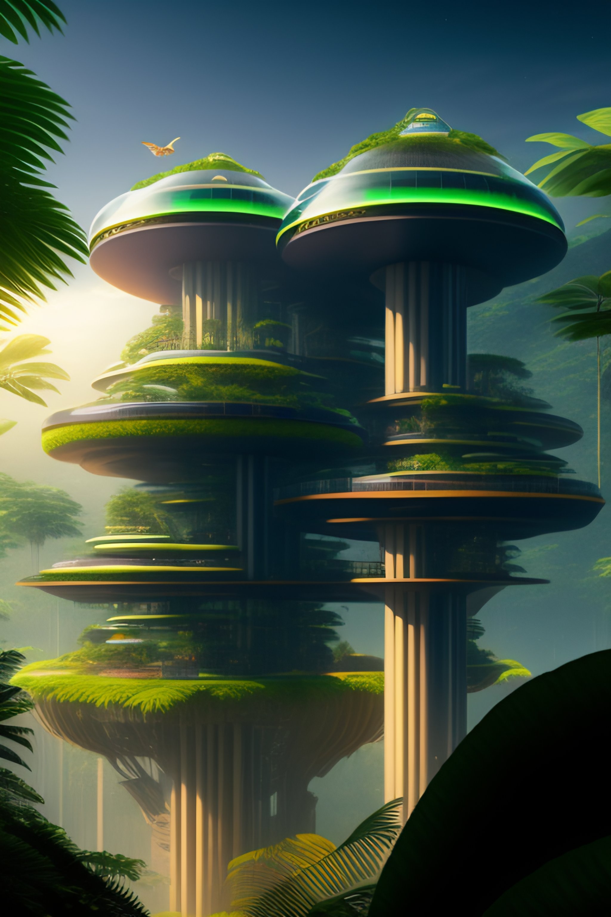 Lexica - A high tech solarpunk utopia in the Amazon rainforest