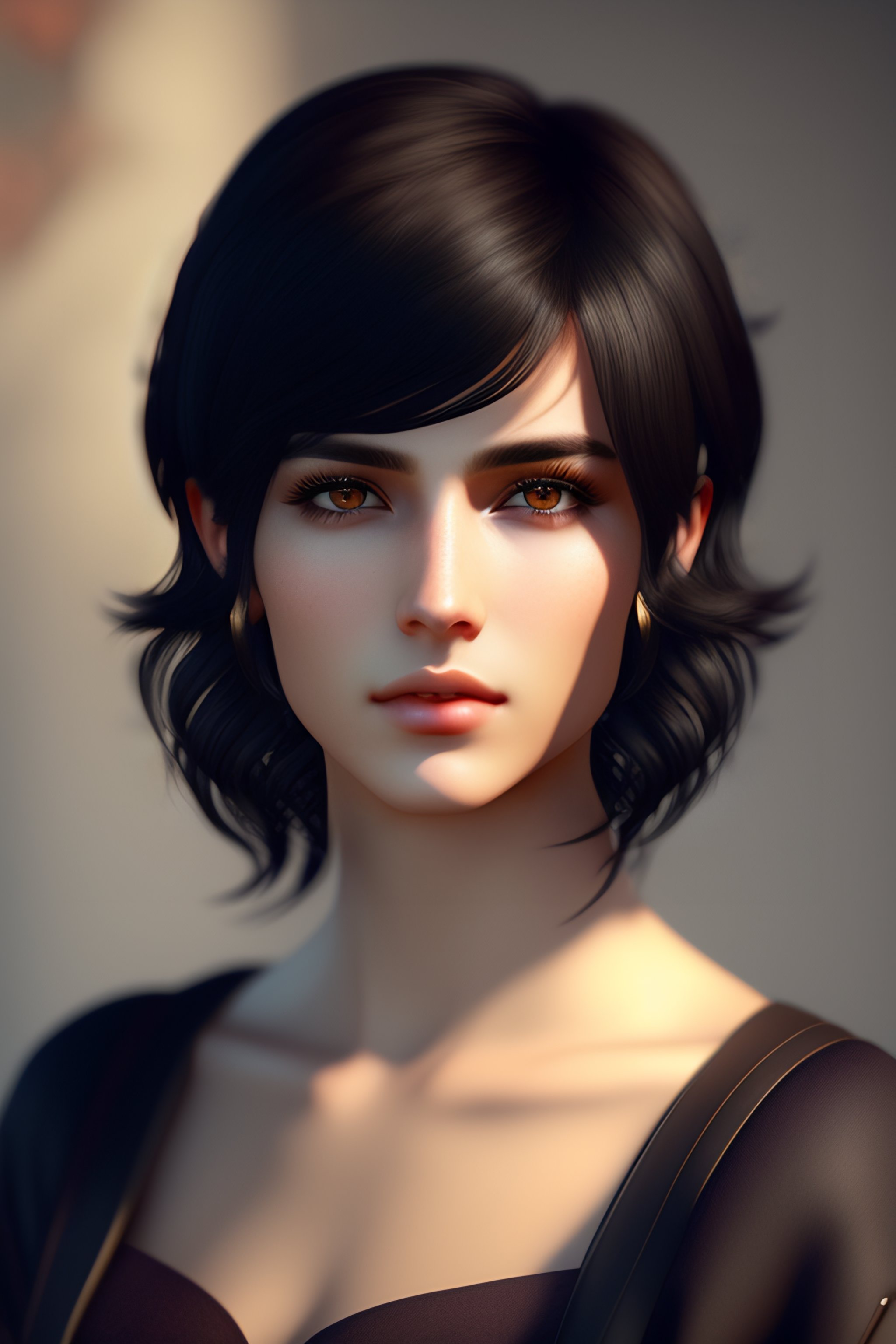 Lexica - A feminine boy with short dark hair, emo, photorealistic, 8 k ...