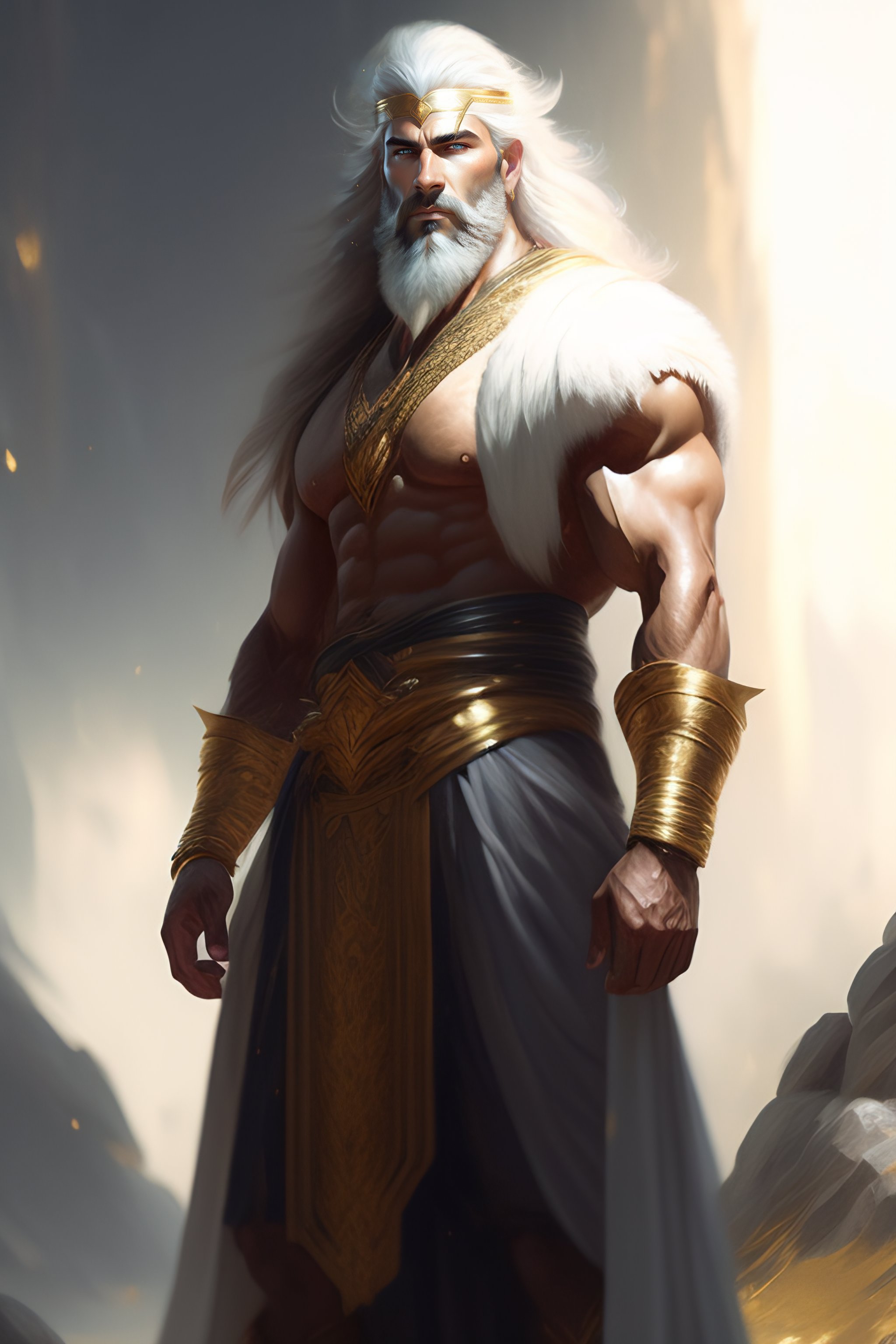 Lexica - Painted realism portrait of ruggedly handsome zeus as by ruan ...