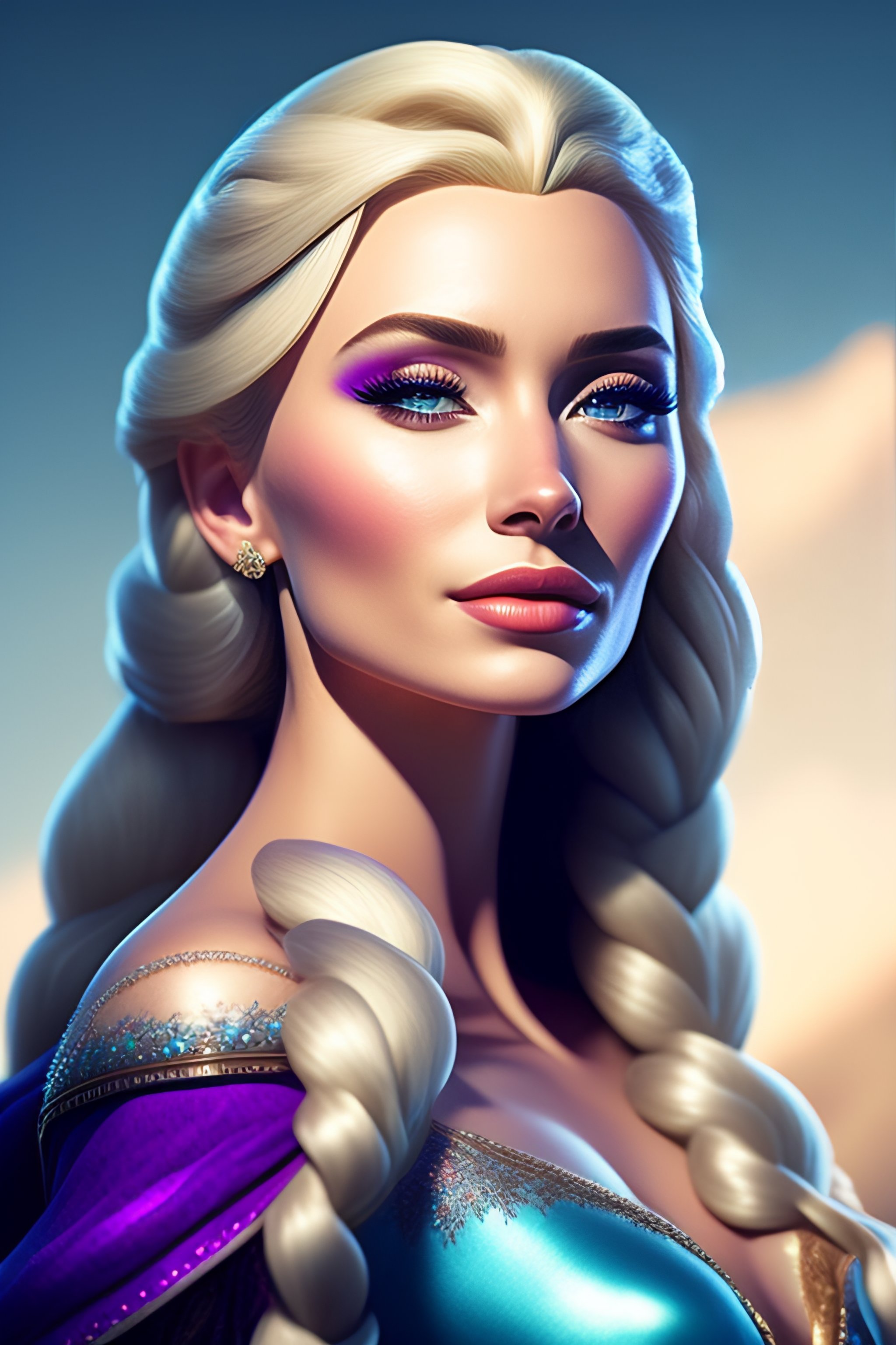 Lexica - Beautiful yung women, Elsa from frozen, eyes closed dramatic pose