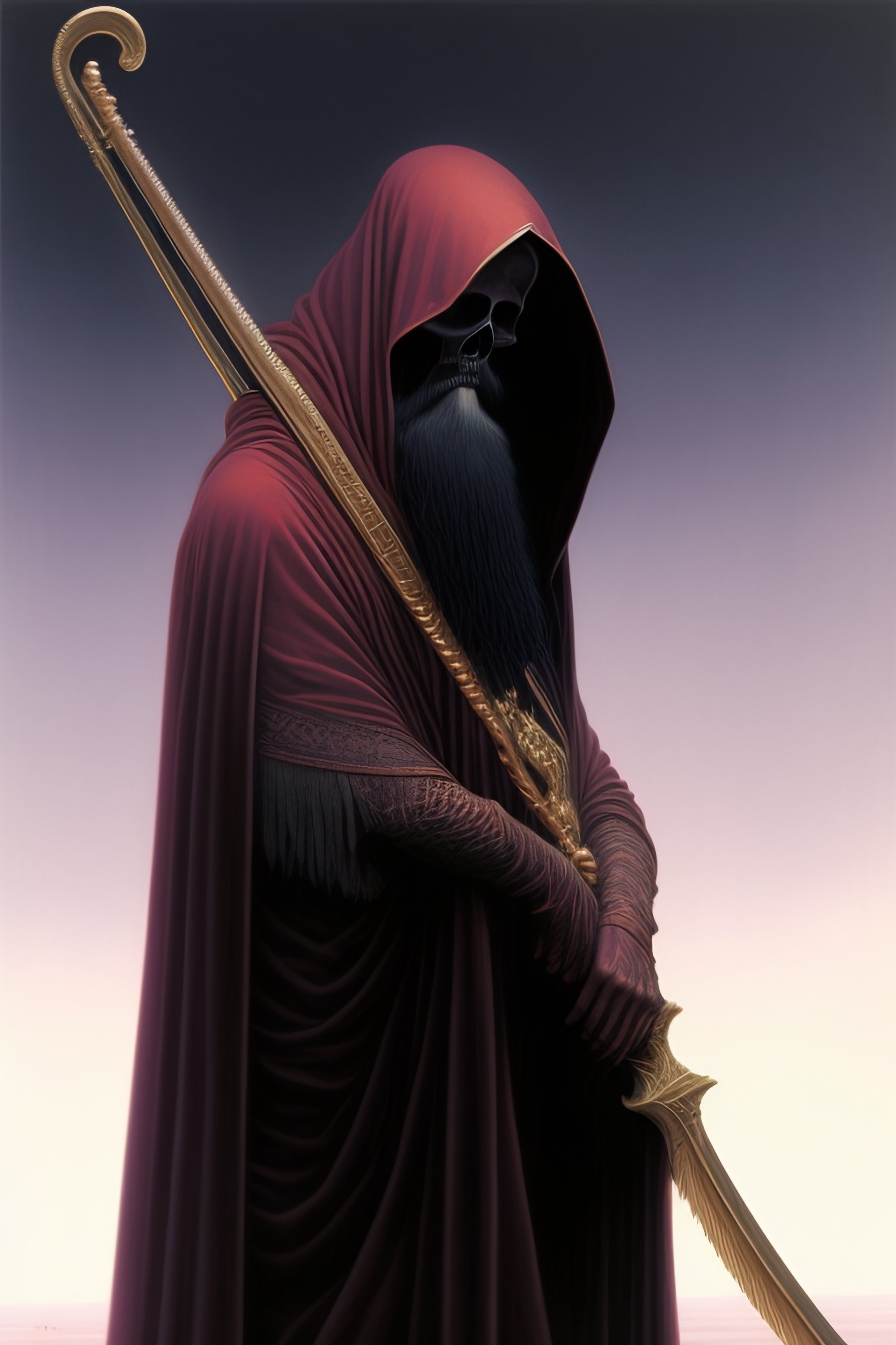 Lexica - The Grim Reaper with white long beard by wayne barlowe