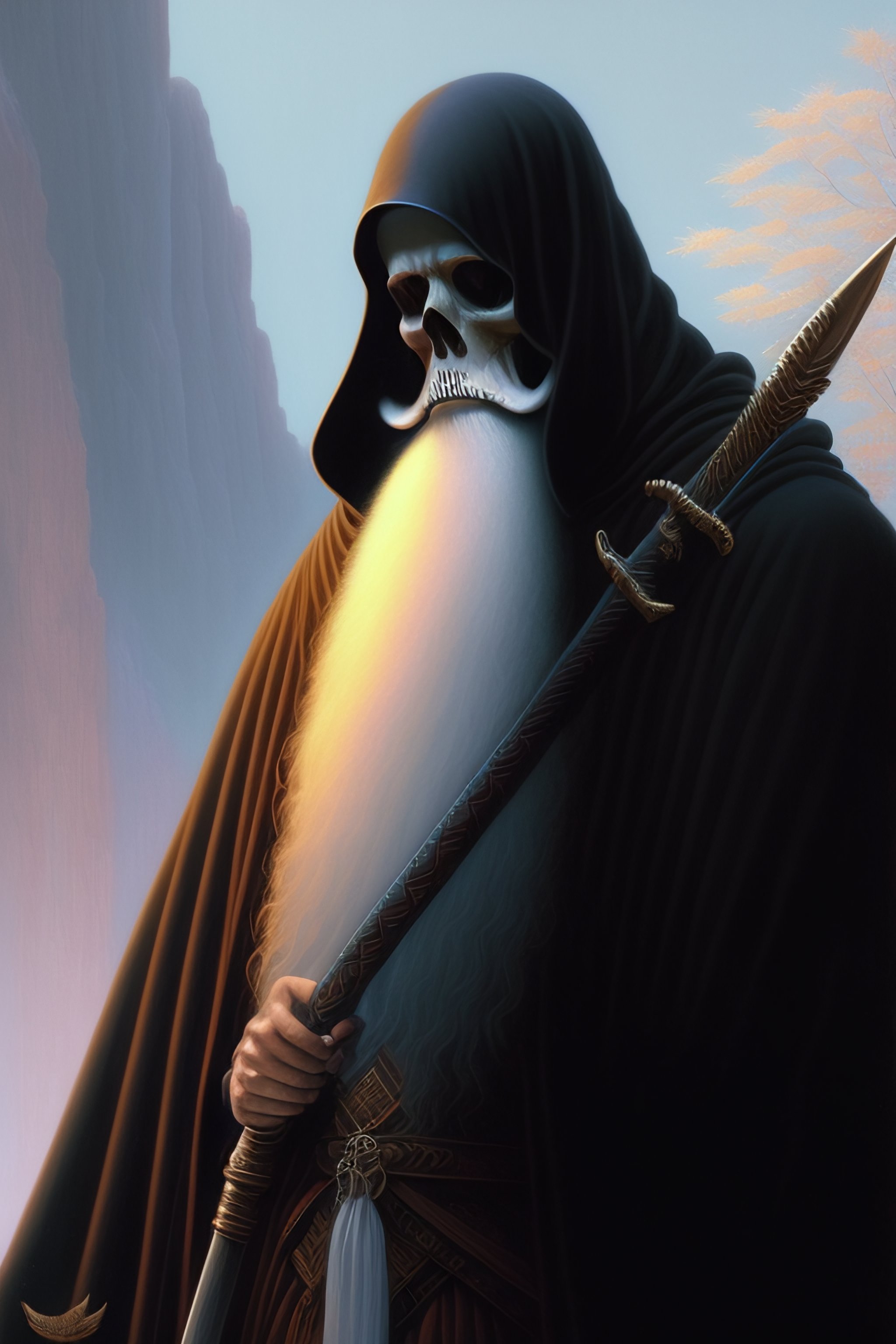 Lexica - The Grim Reaper with white long beard by wayne barlowe