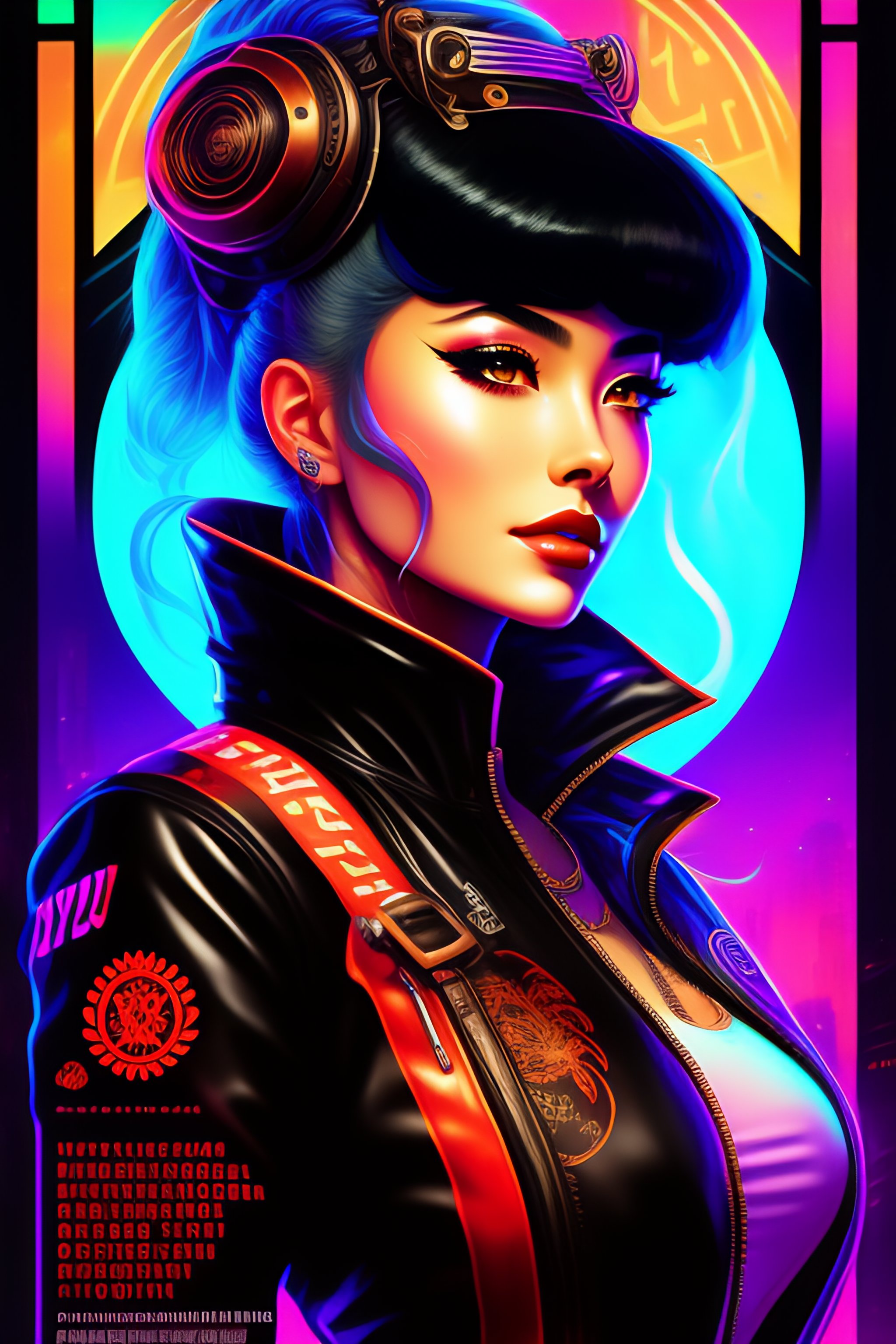 Lexica - Cyberpunk vintage 1820s magazine cover poster, jypsy girl with ...