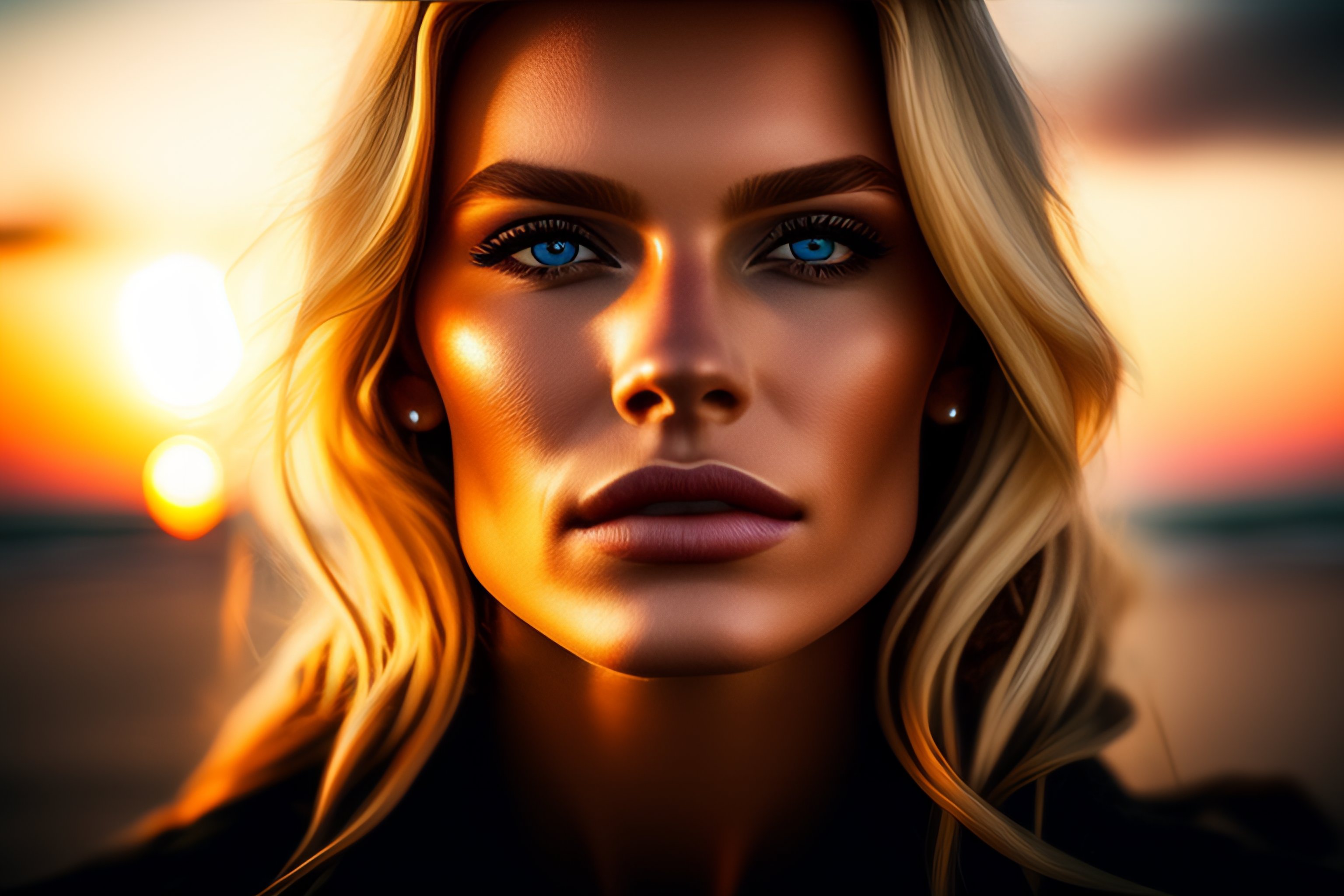 Lexica - Beautiful blonde woman super model face symmetrical, cinematic ...