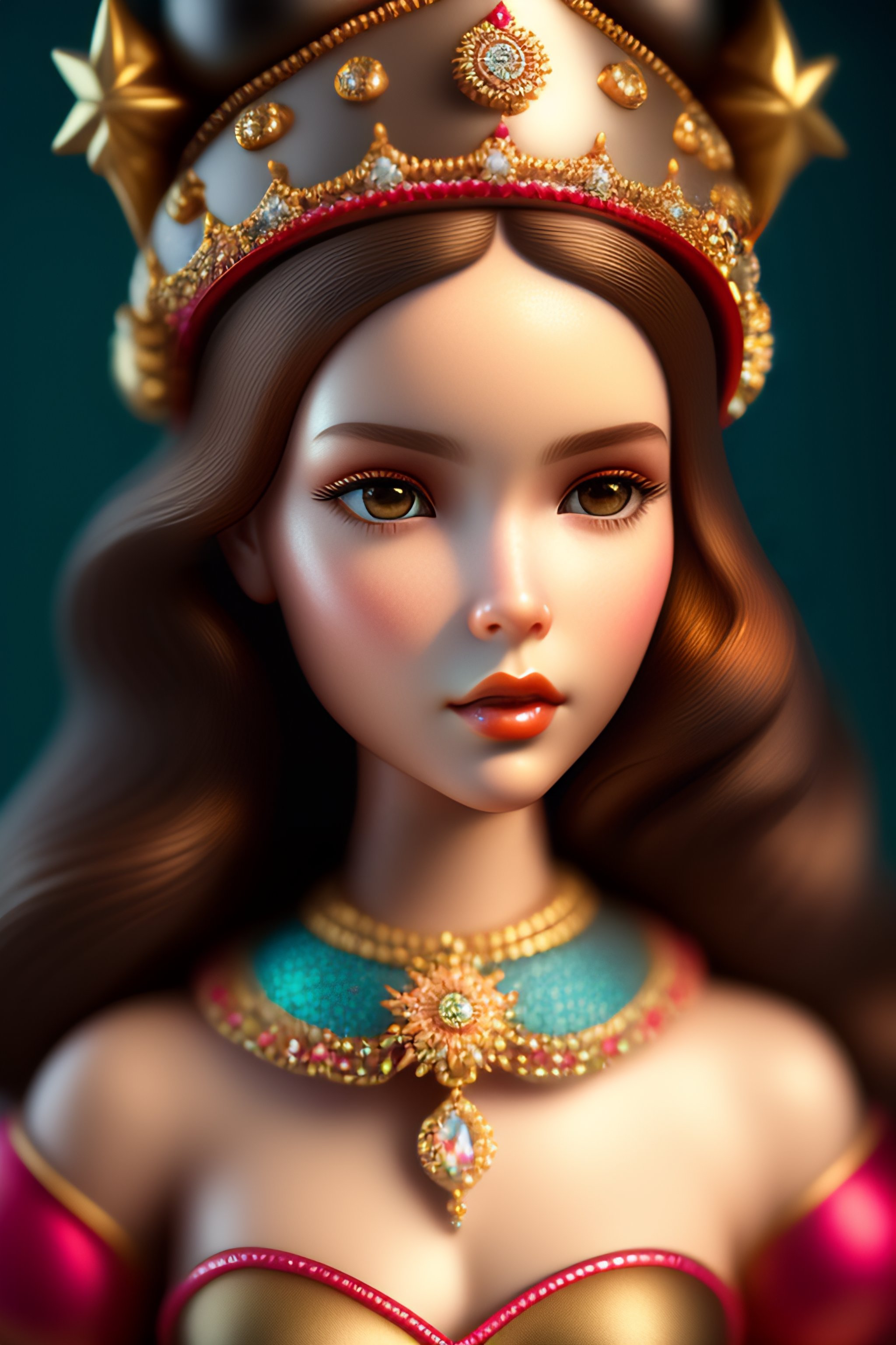 Lexica - Closeup profile portrait of tin toy fairytale princess wearing ...