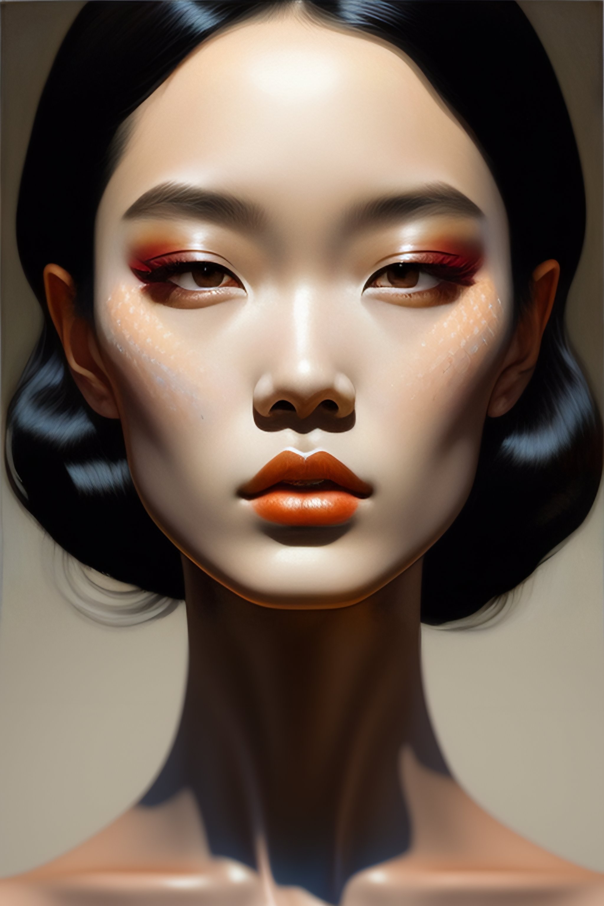 Lexica - A beautiful girl, big lips, with pearlescent skin, very big ...