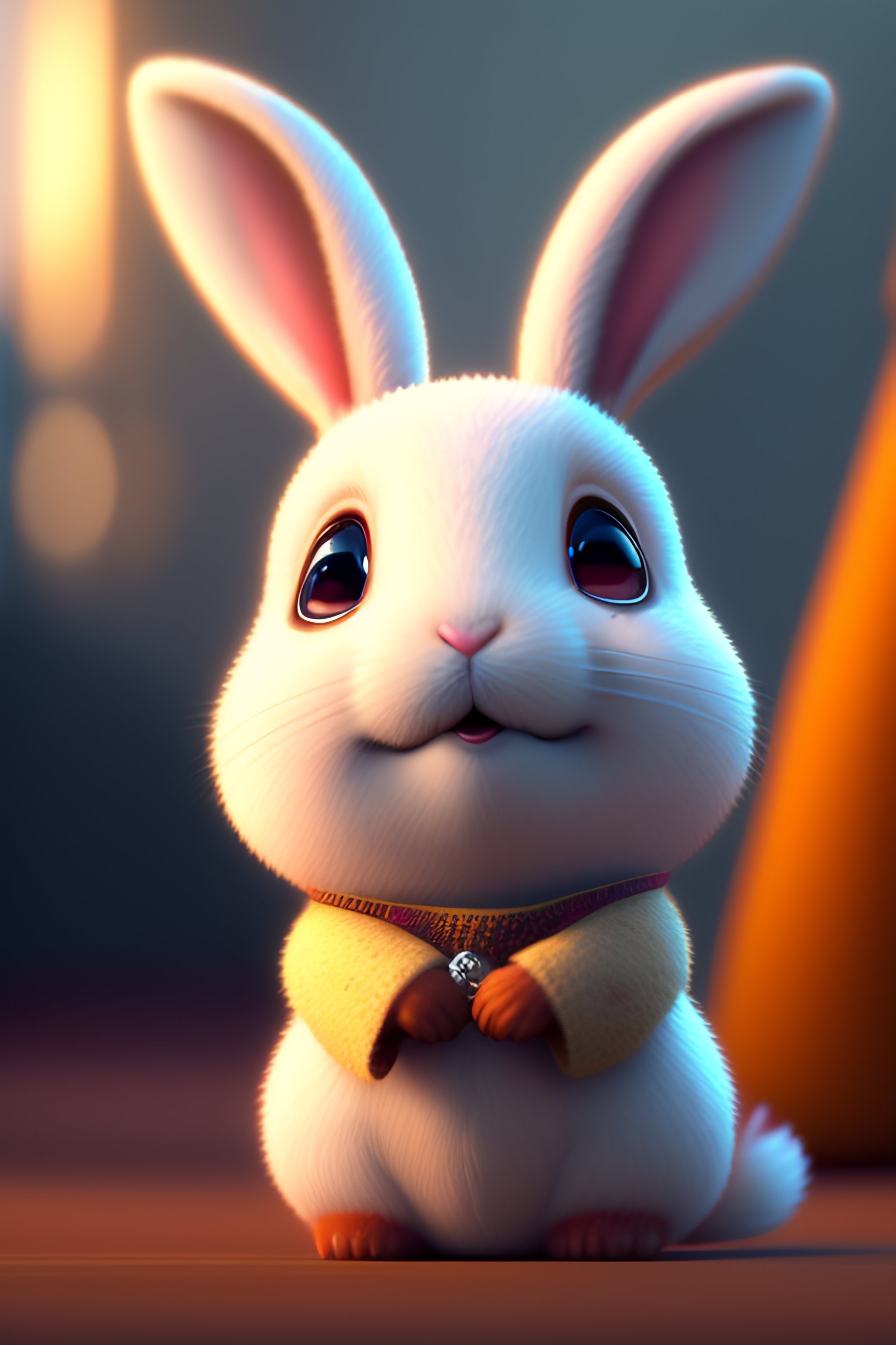 Lexica - Cute adorable little bunny waving and smiling greeting me ...