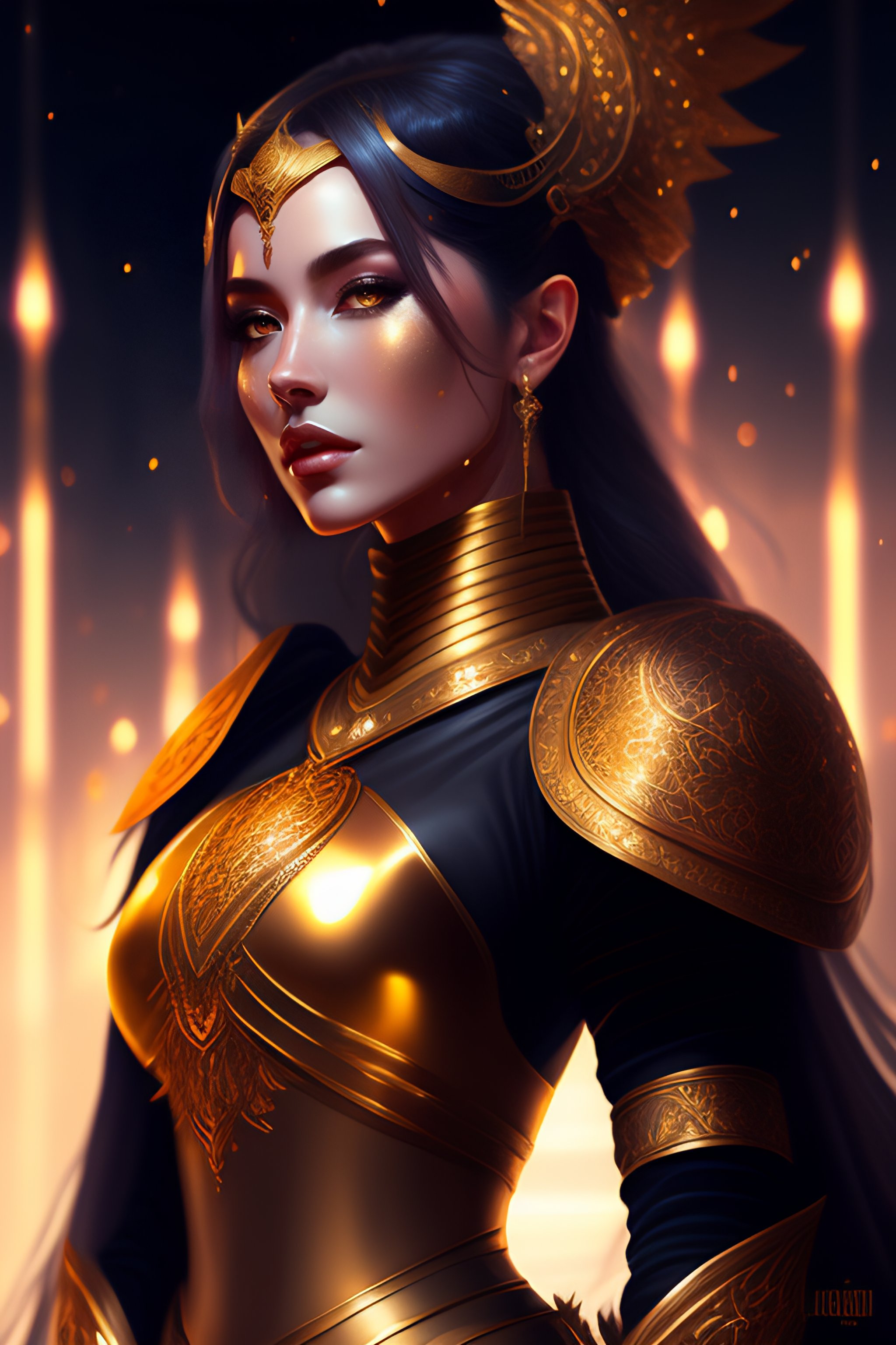 Lexica - Portrait dark fantasy knight of ancient god, golden and copper ...