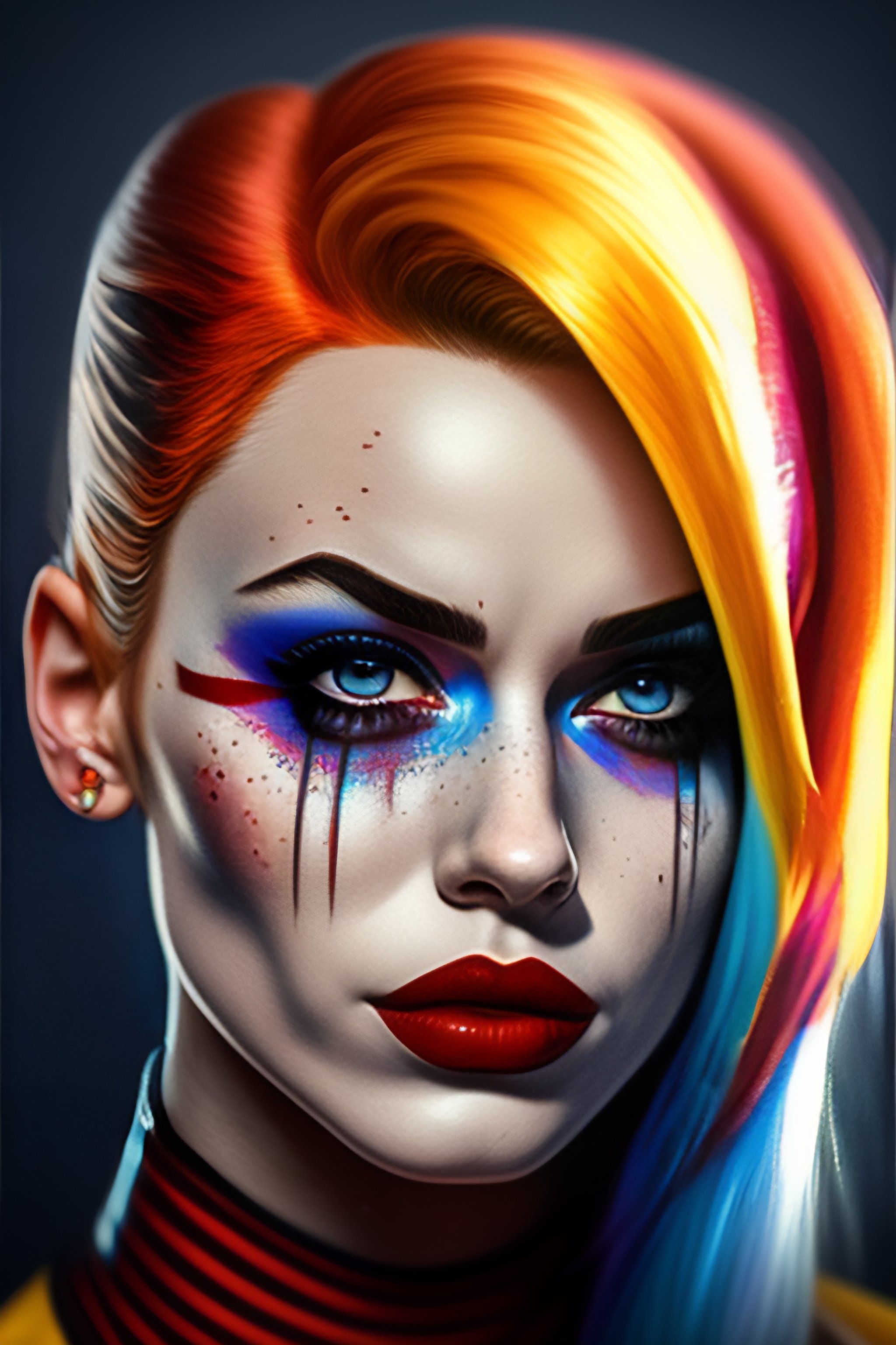 Lexica - A portret of harley quinn crying hyperrealistic