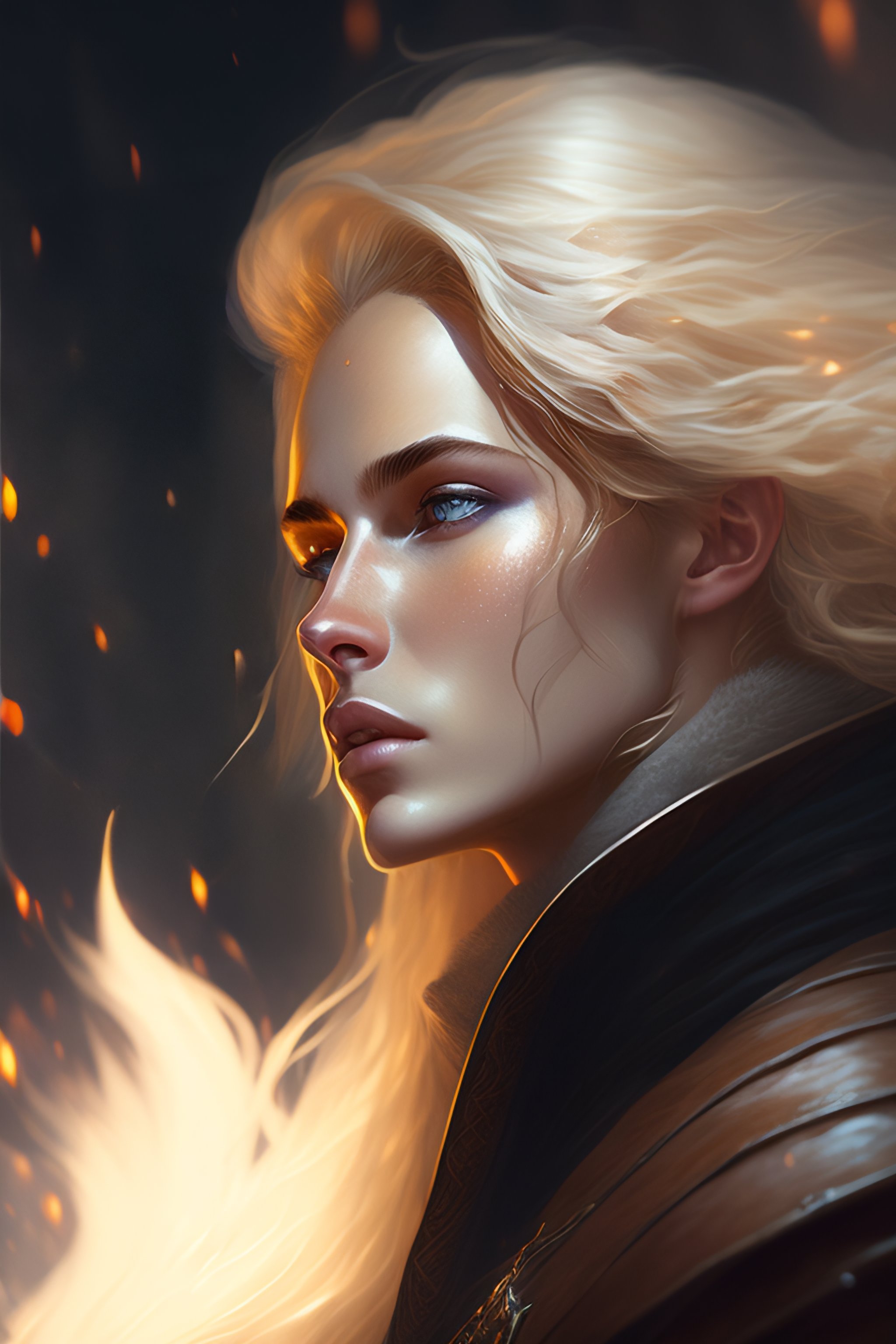 Lexica - Portrait of medieval english sorcerer blond hair, dark colors ...