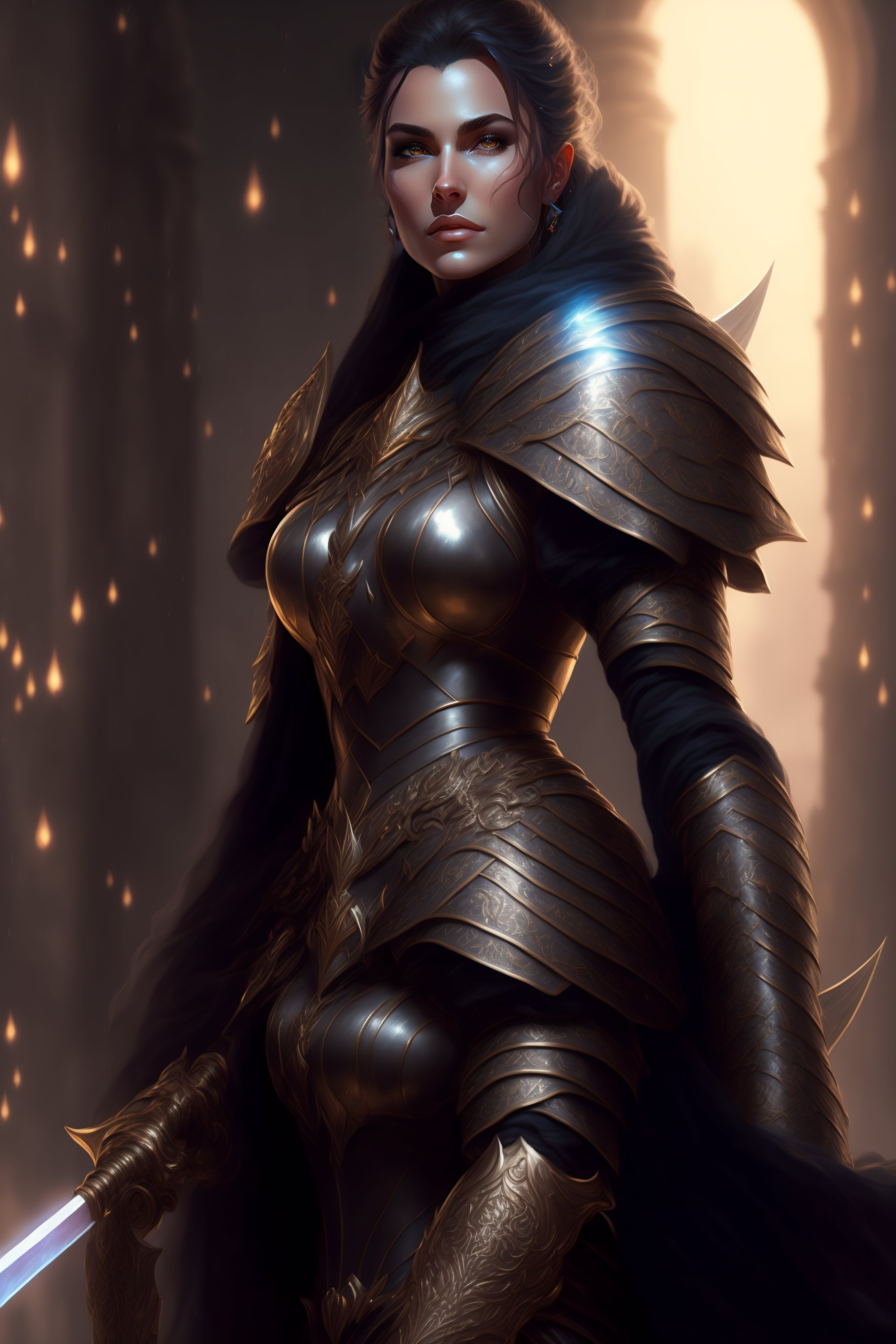 Lexica - Female paladin in center, dnd, fantasy, short gray hair ...