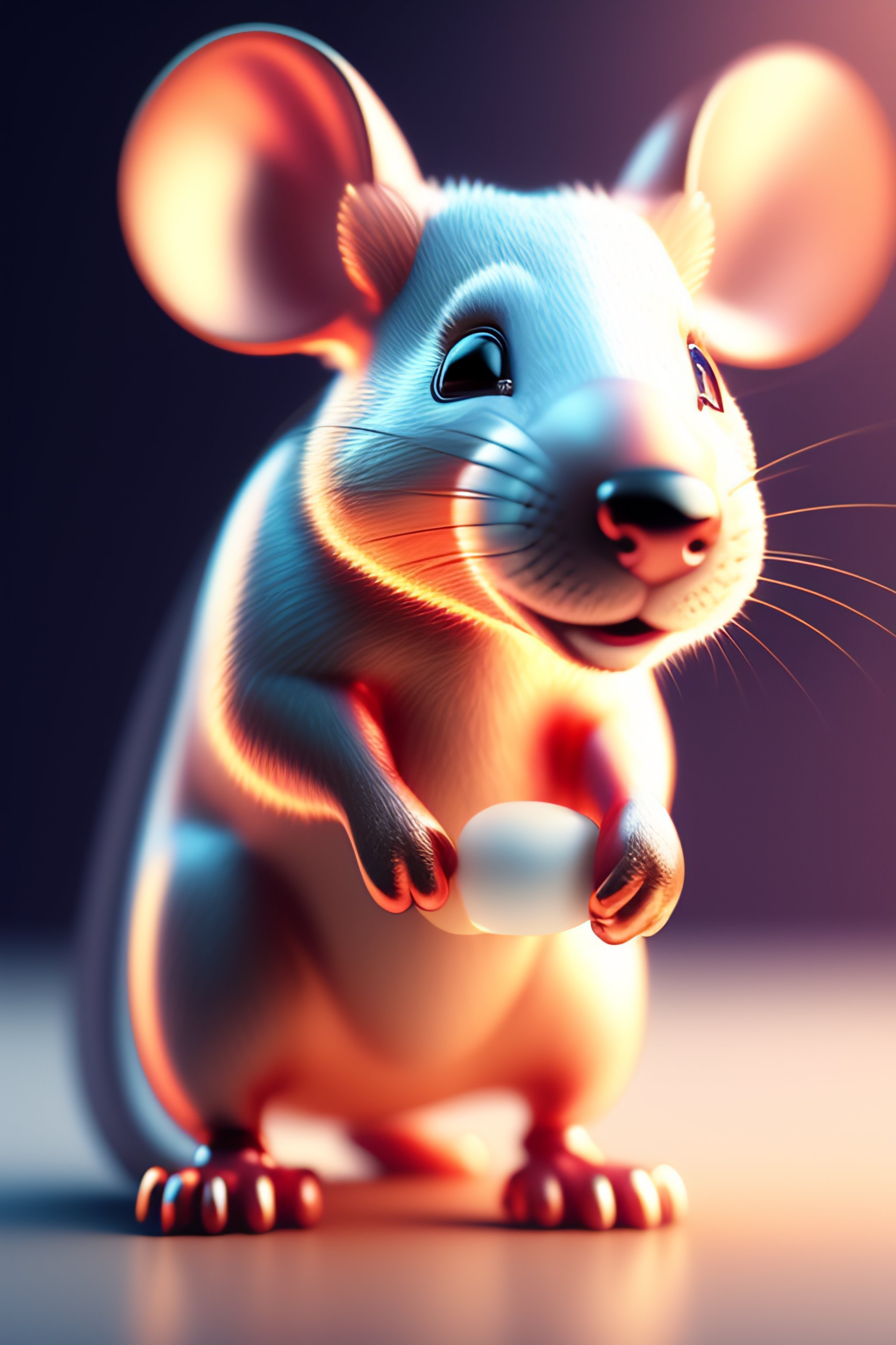 Lexica - A 3d render of a Standing realistic rat, it has two mickey ...