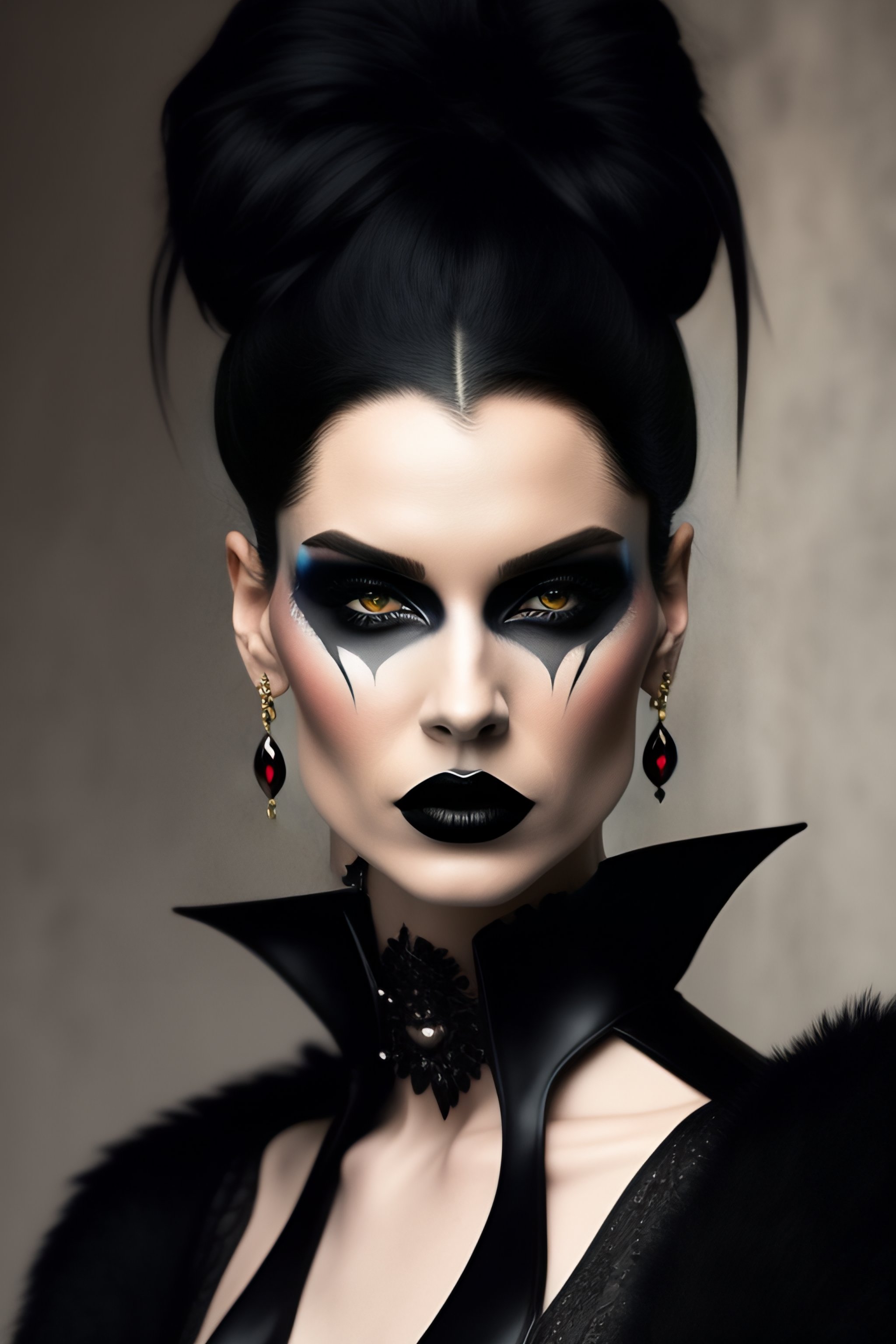 Lexica - Pale woman goth vampire black outfit hair Mohican bats blood