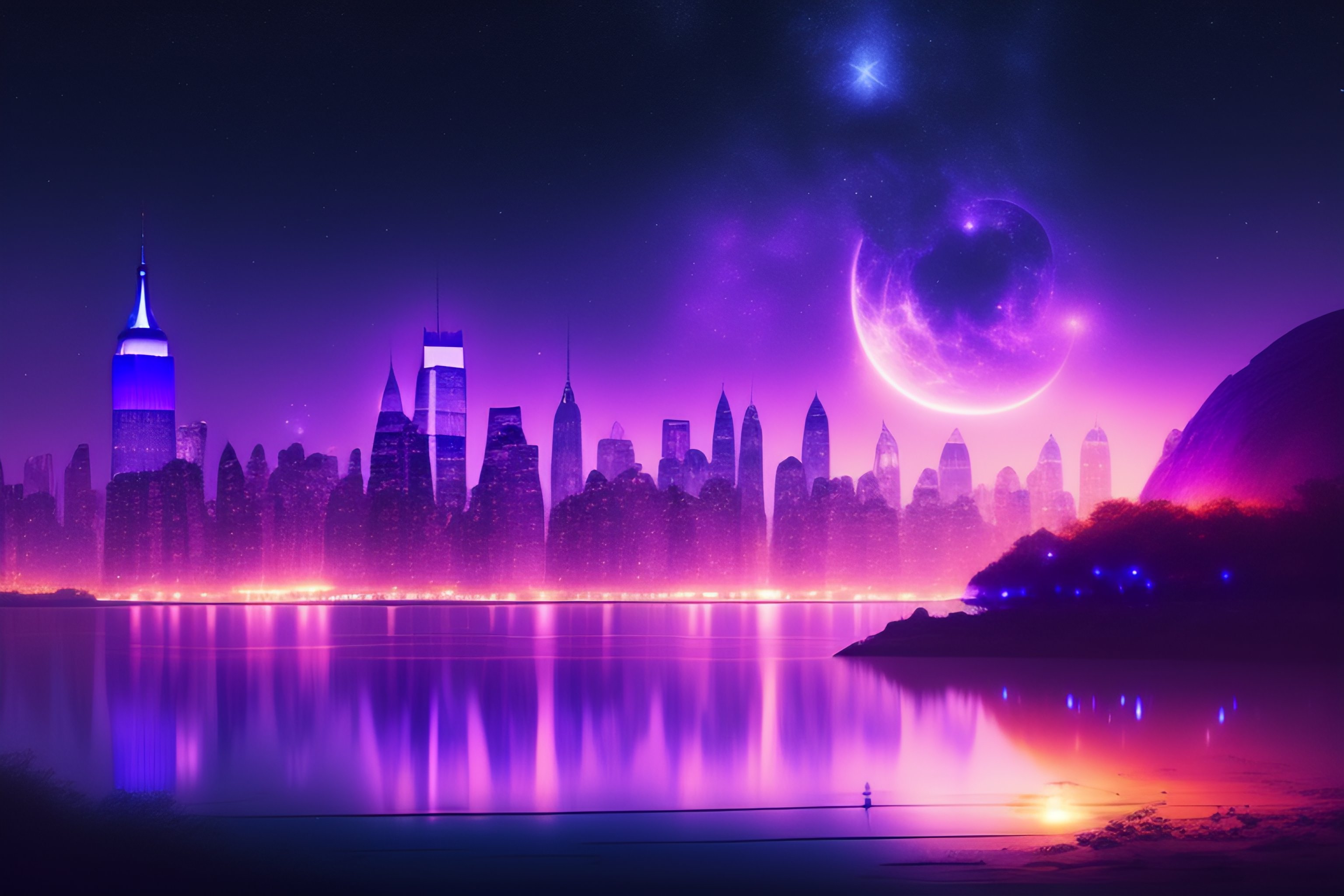 Lexica - Beutiful purple stary night, concept art, 4 k, light dust, New ...