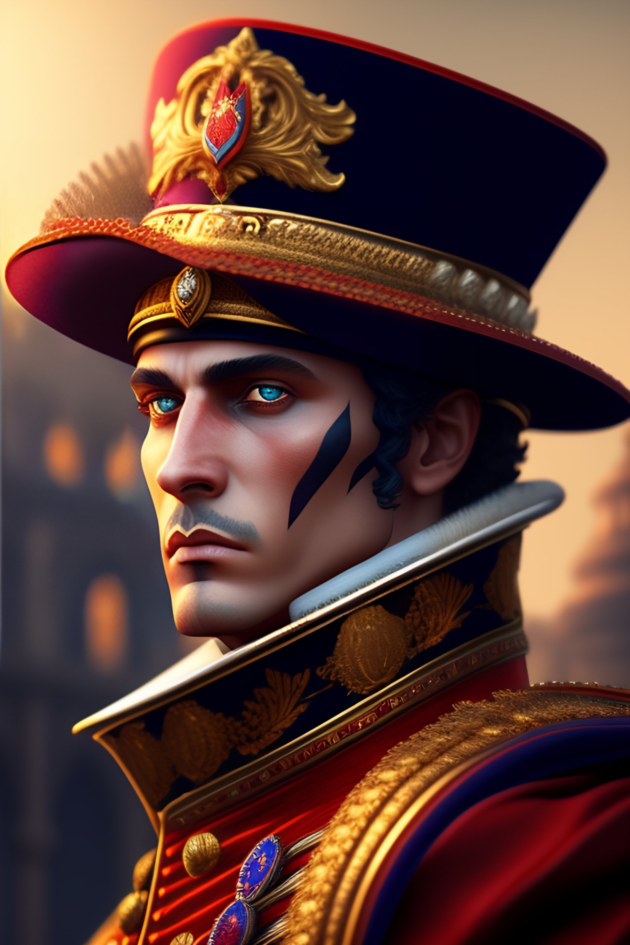 Lexica - Full view Napoleon soldier with joker face saluting with his ...