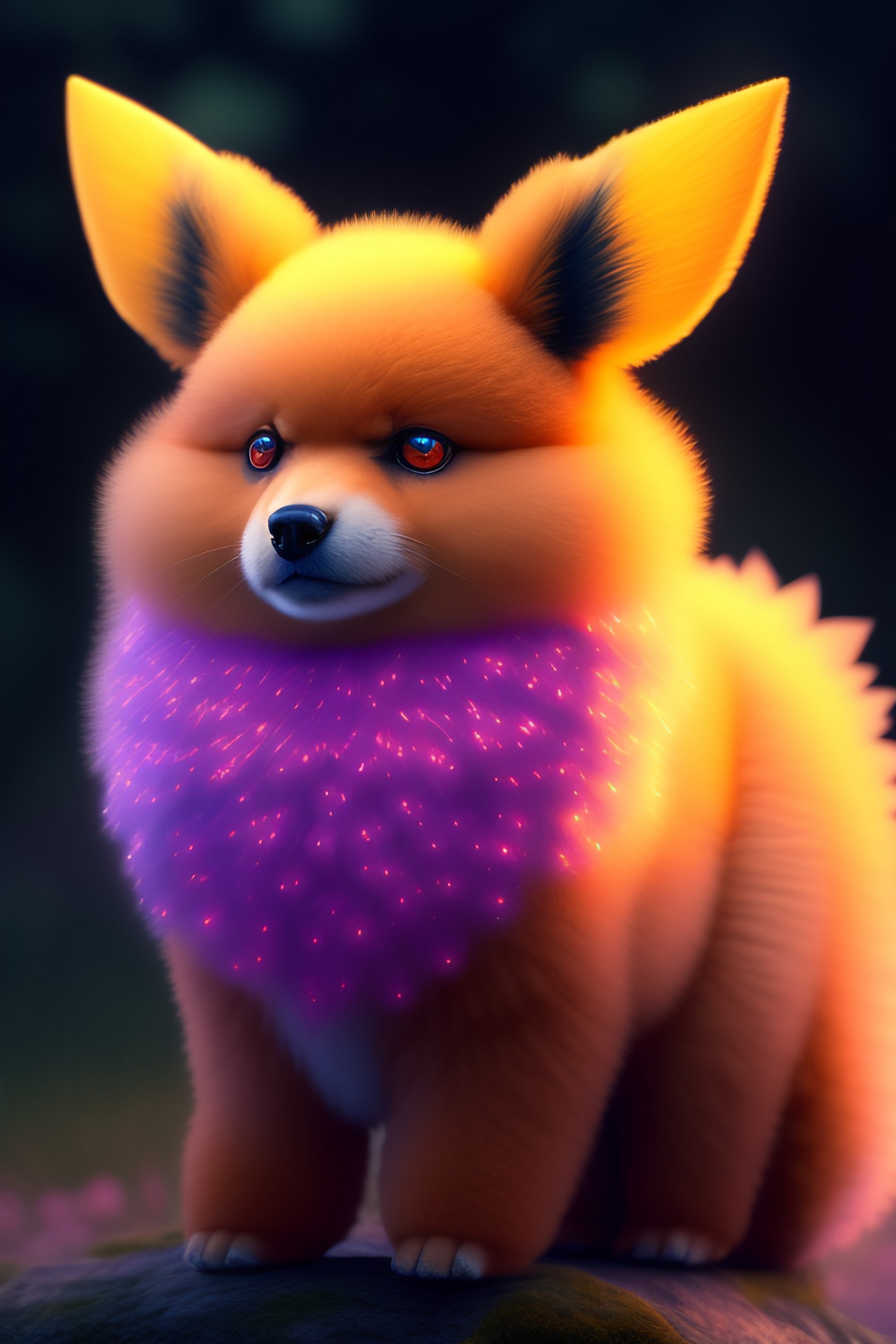 Lexica - Creepy fluffy pokemon, dark background, backlit:: by Martine ...