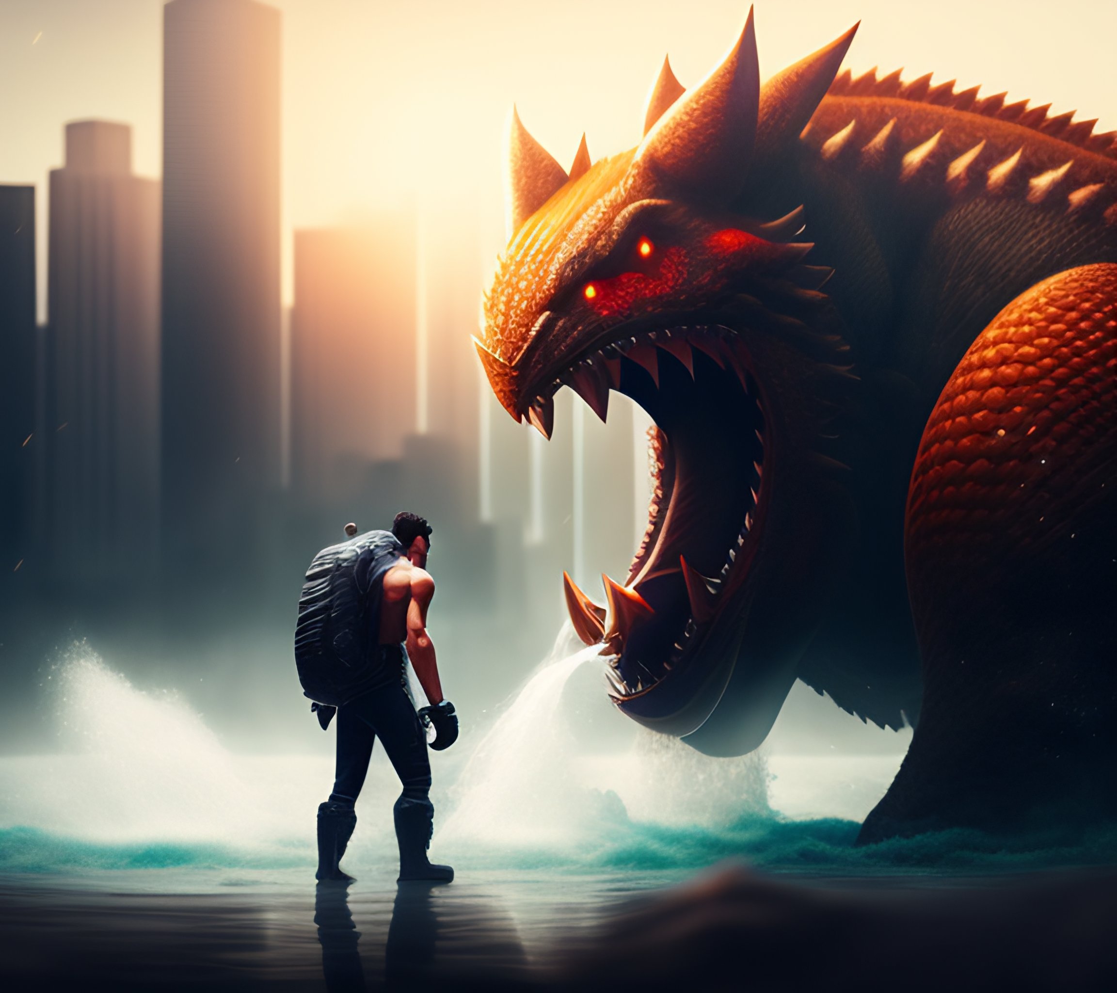 Lexica - Guy fighting a monster