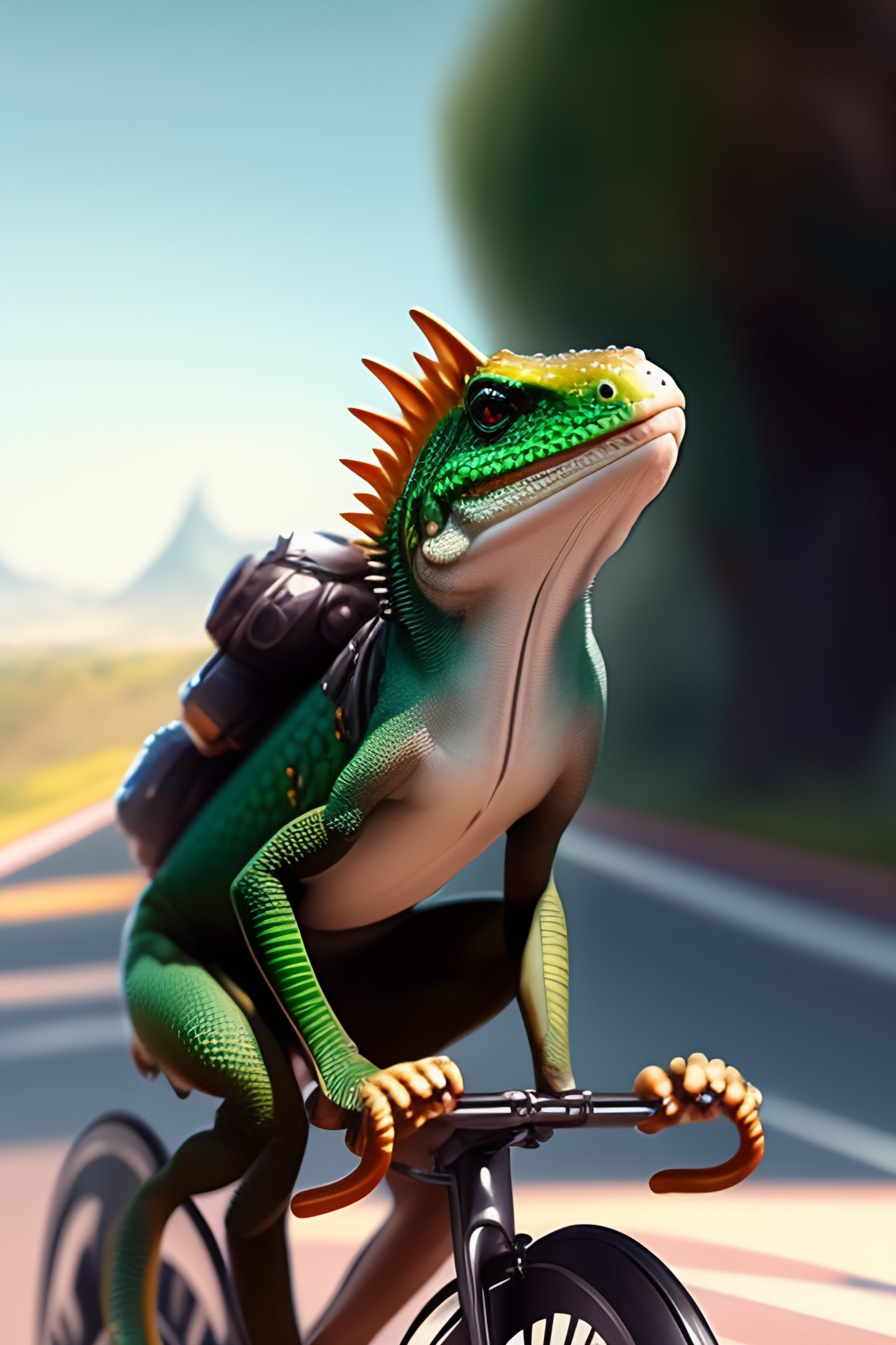 Lexica - A lizard cycling with a helmet bicycle by greg rutkowski ...